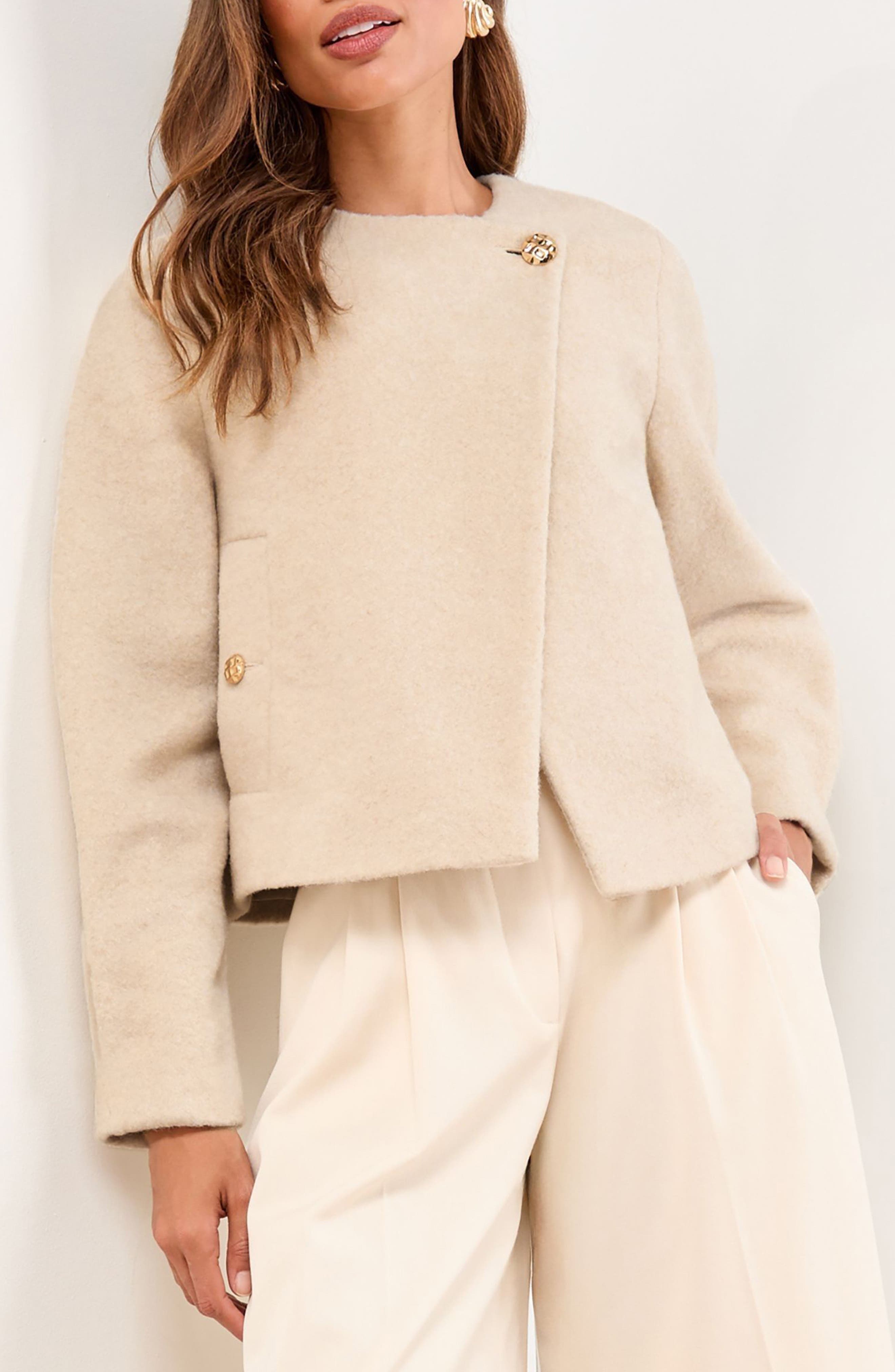 Lipsy One-Button Brushed Crop Jacket | Nordstrom