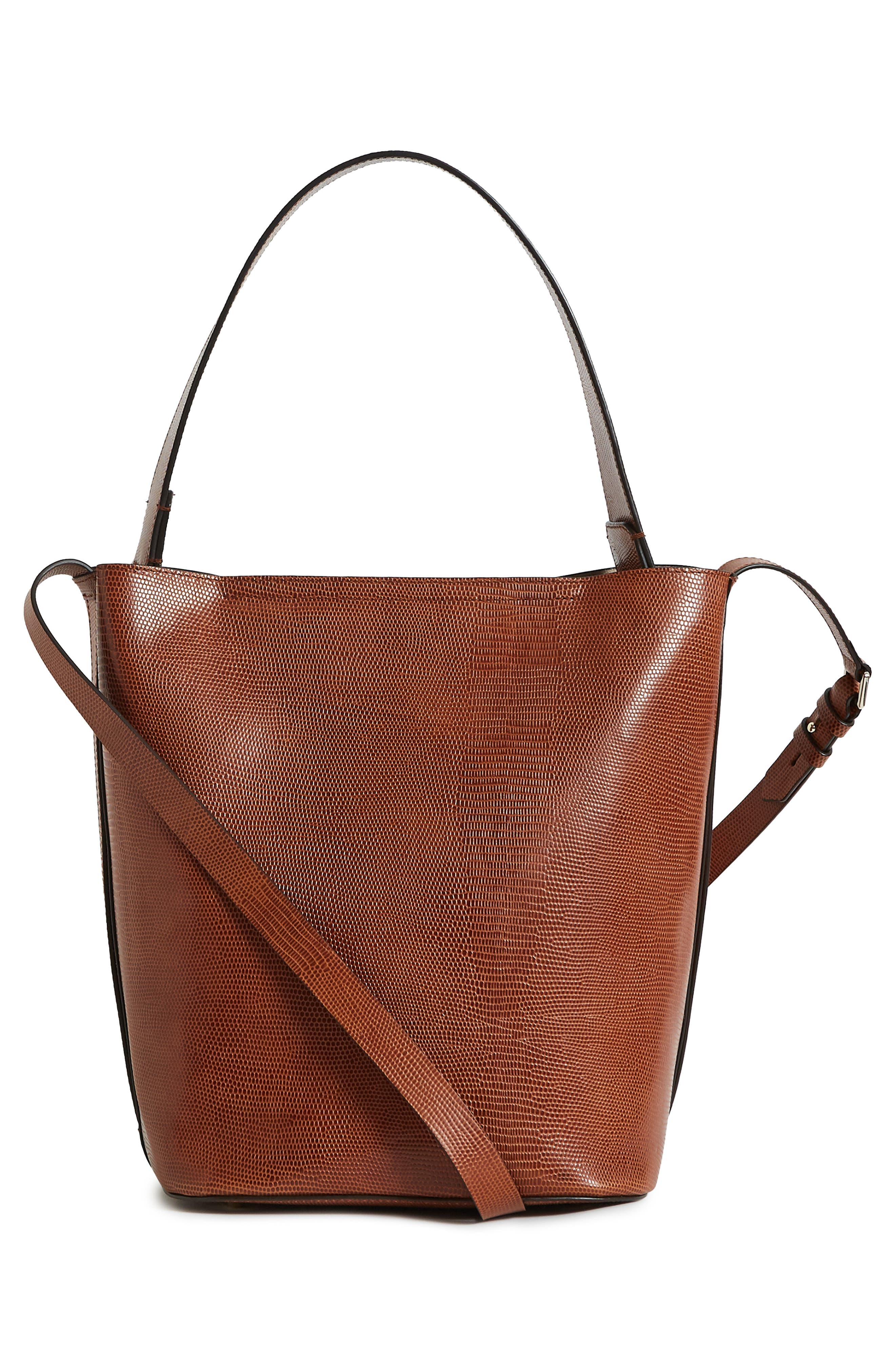 Reiss Hudson Lizard Embossed Leather Bucket Bag | Nordstromrack