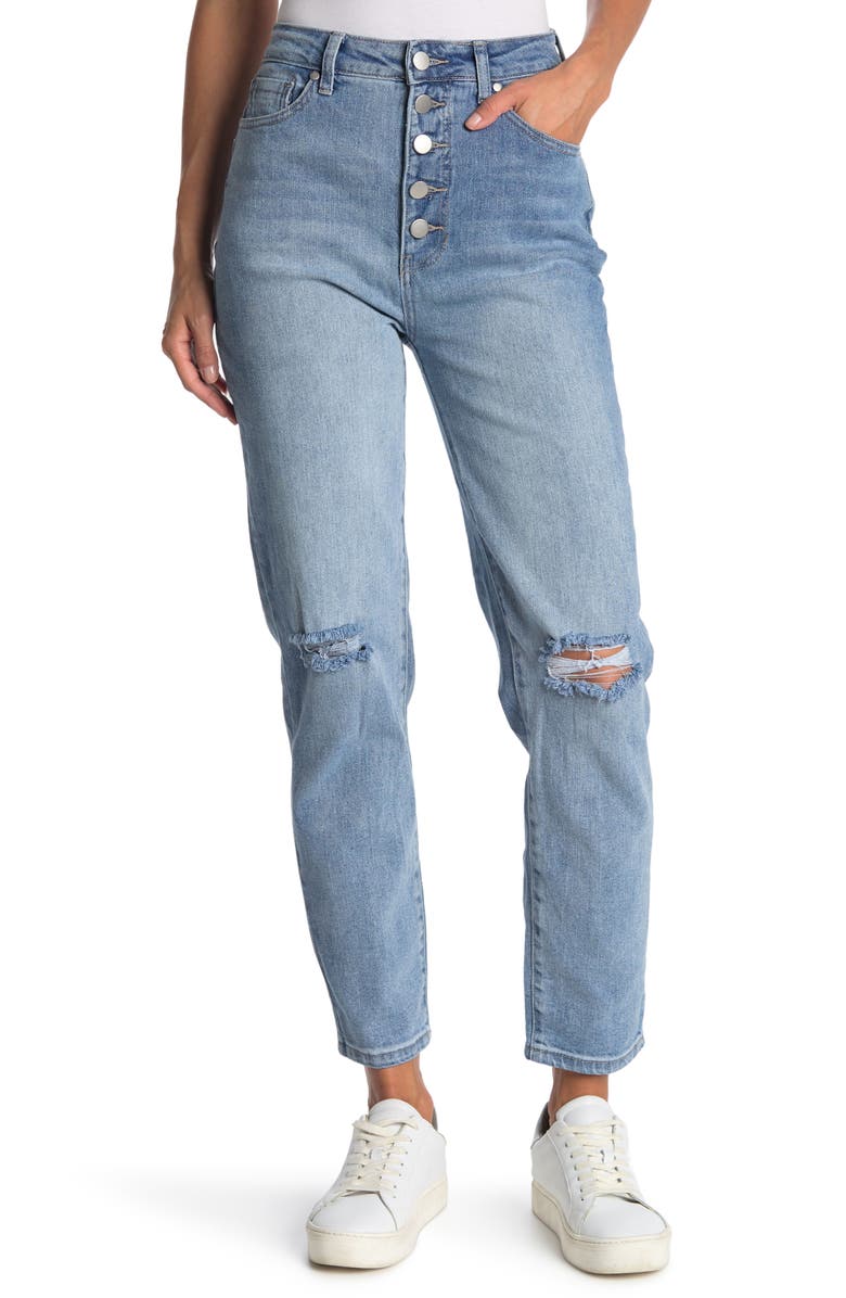 Abound Button Fly Sustainable Distressed Mom Jeans | Nordstromrack
