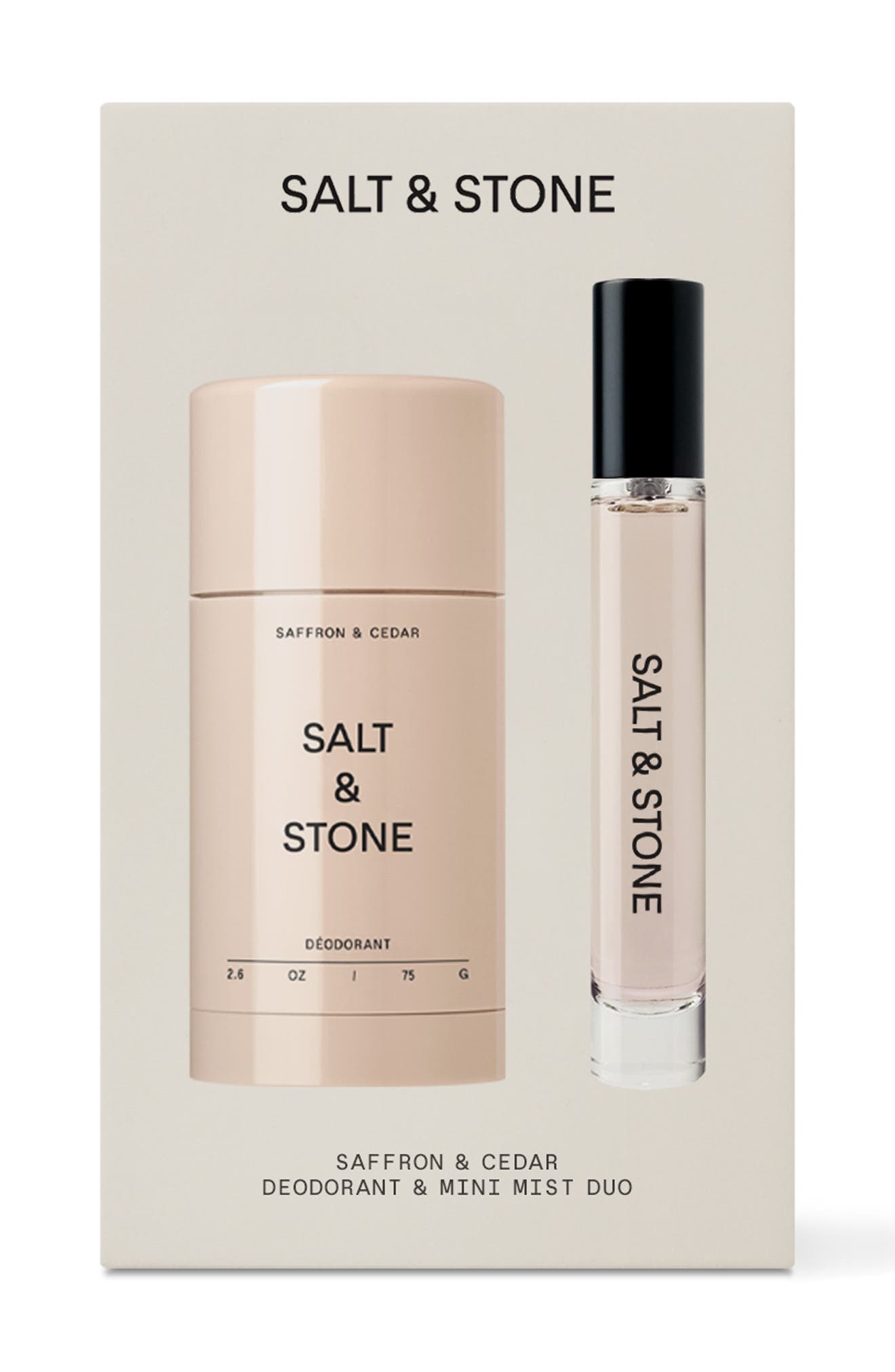 SALT & STONE Saffron & Cedar Deodorant & Mini Body Mist Set $30 Value ...