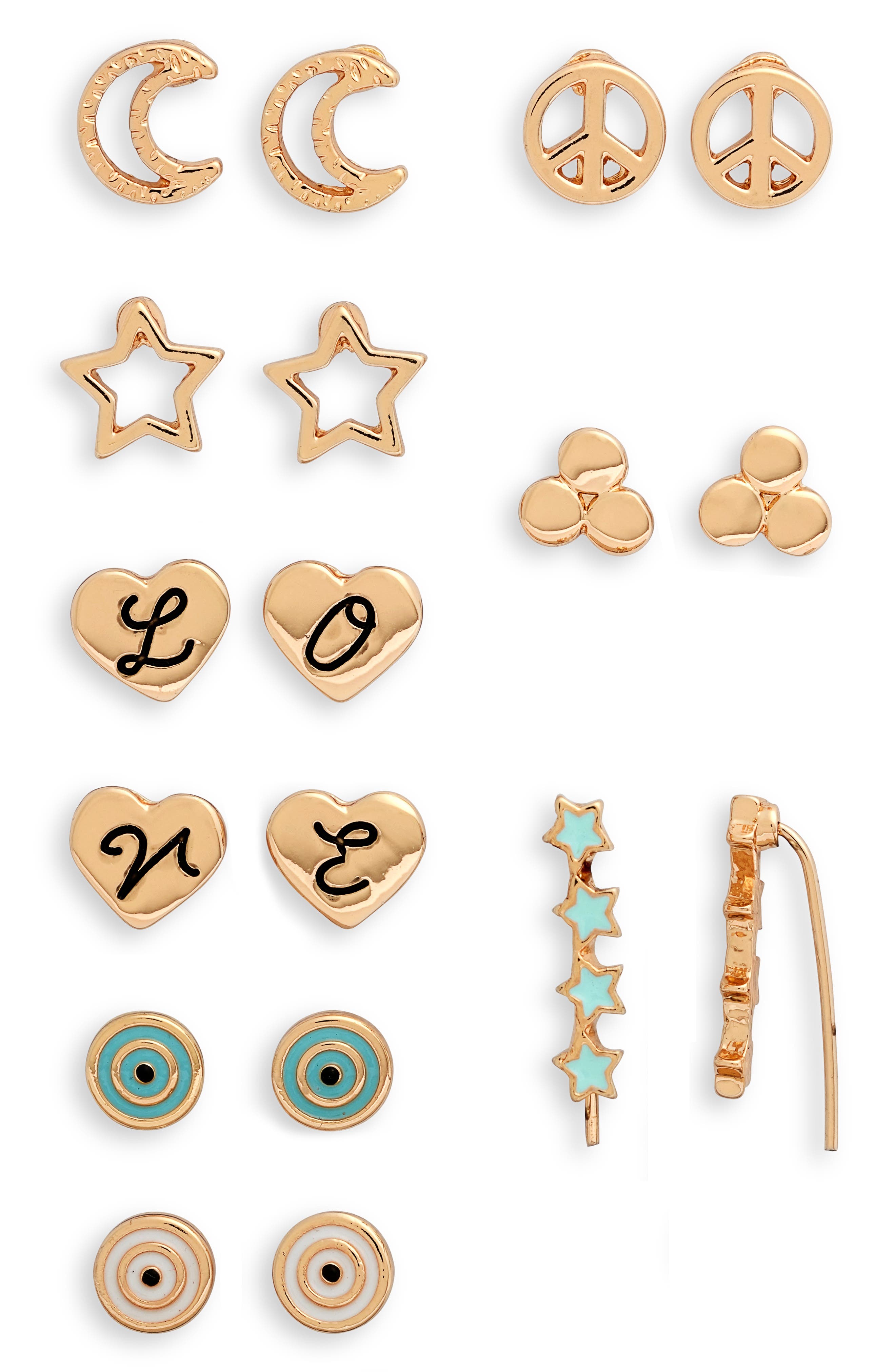 BP. 9-Pair Set Peace & Love Earrings | Nordstromrack