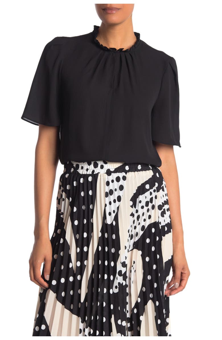 T Tahari Short Sleeve Ruffle Trim Pleat Top | Nordstromrack
