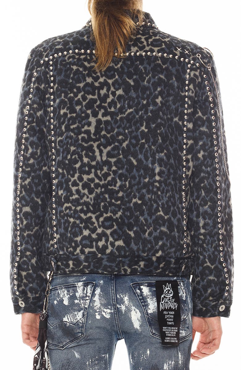 Cult of Individuality Type II Studded Leopard Print Fleece Trucker ...