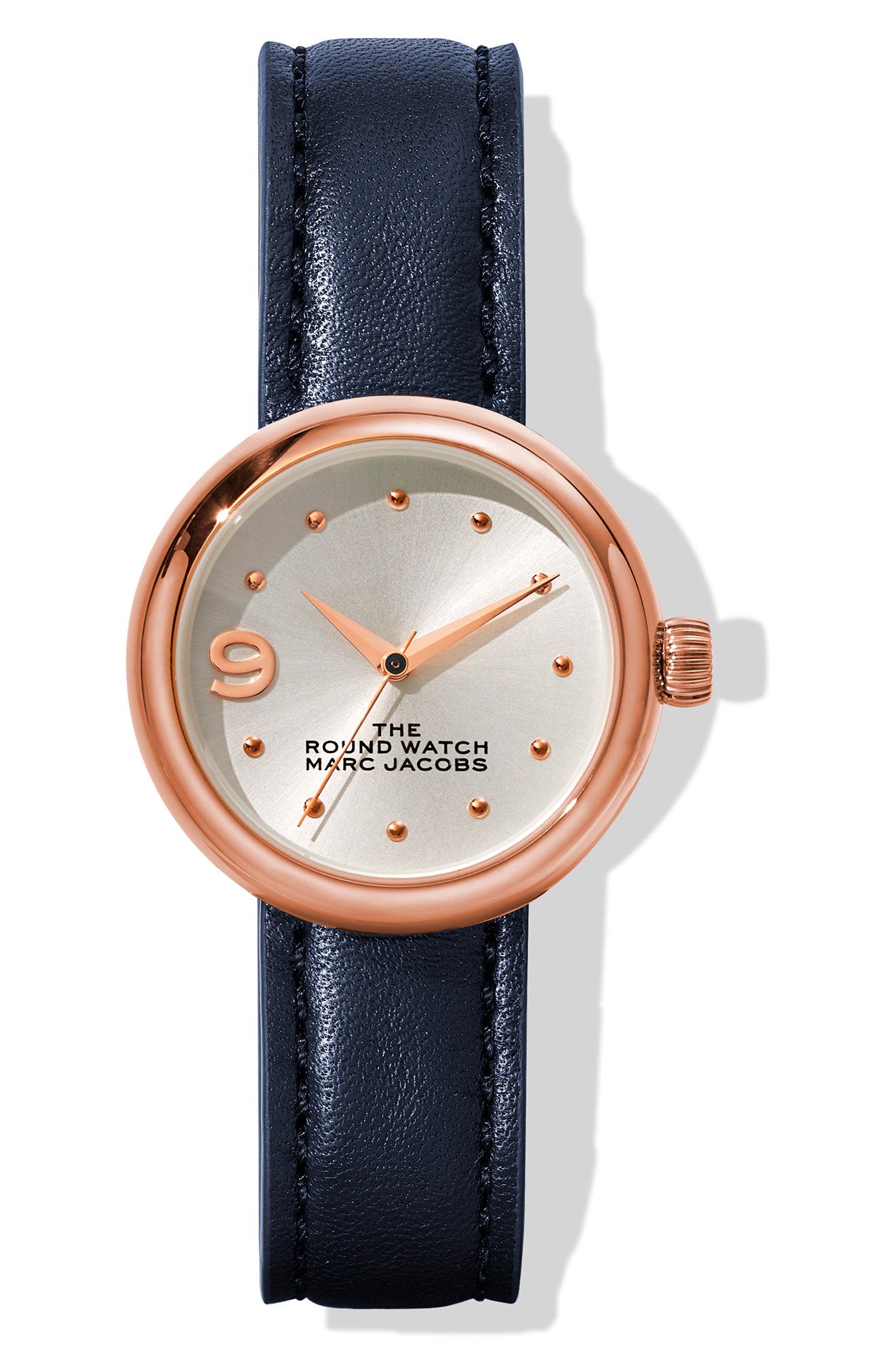 Marc Jacobs The Round Watch Leather Strap Watch, 32mm | Nordstromrack