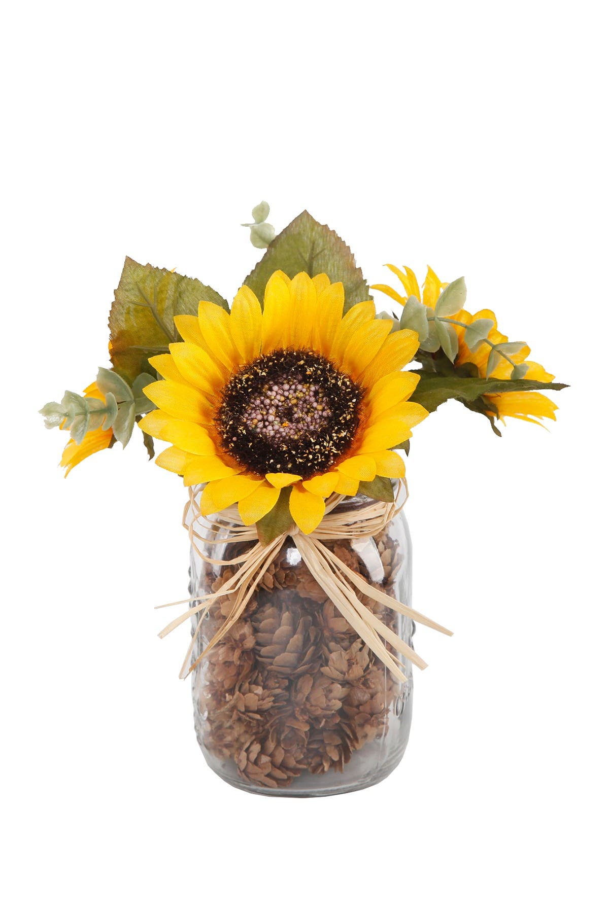 FLORA BUNDA 9.5" Tall Yellow Sunflowers in Pinecone Jar | Nordstromrack