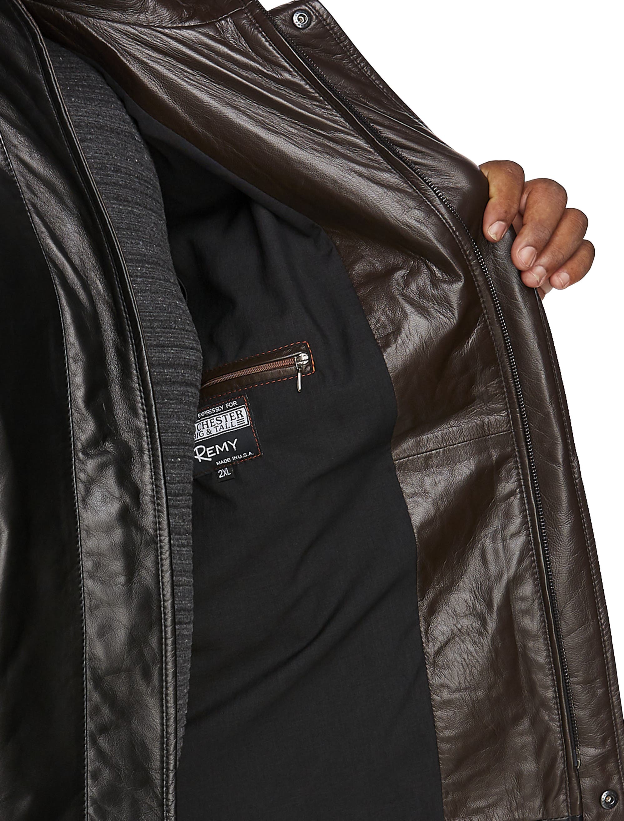 Big & Tall Double-Collar Butterskin Leather Jacket (Men) | Nordstrom
