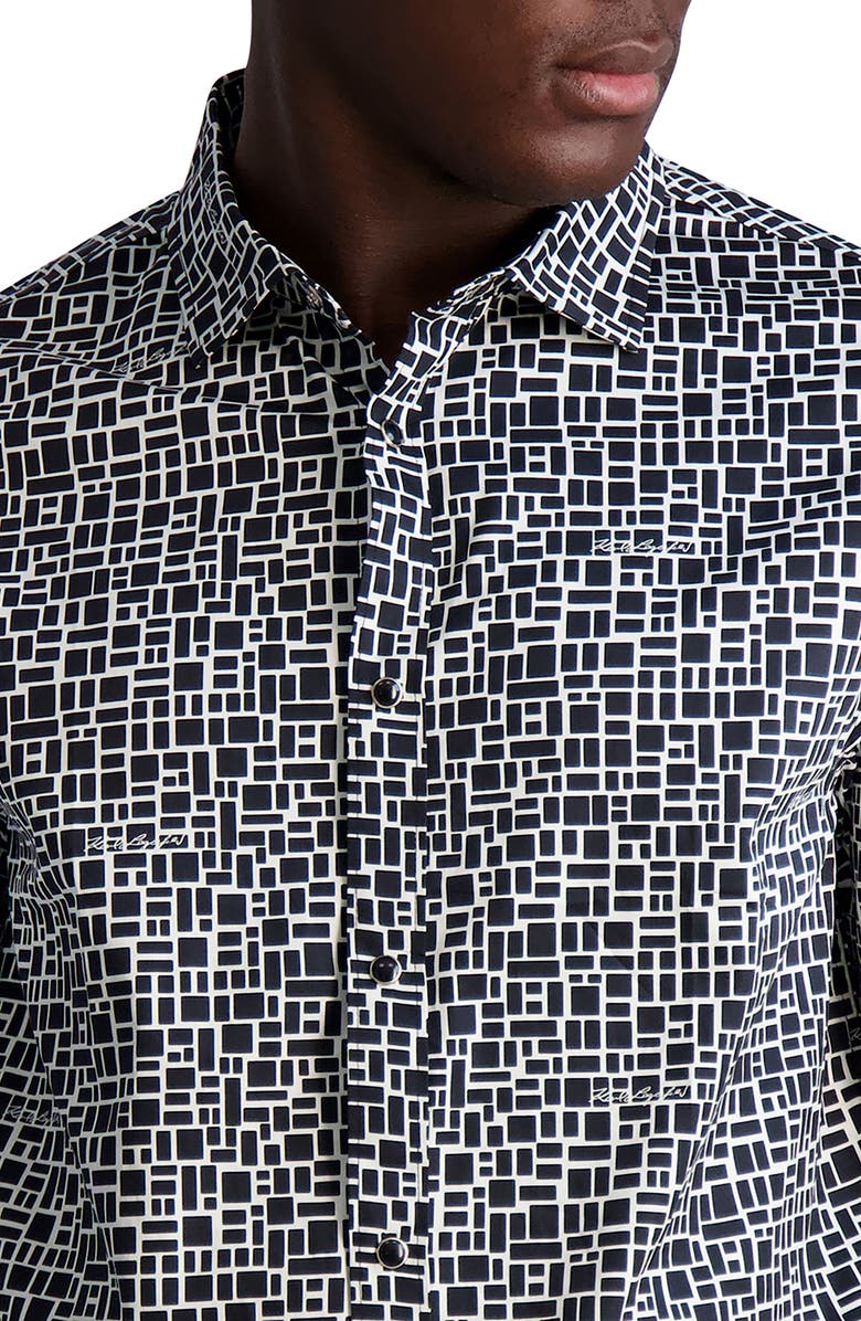 KARL LAGERFELD PARIS Regular Fit Geometric Box Print Short Sleeve ...