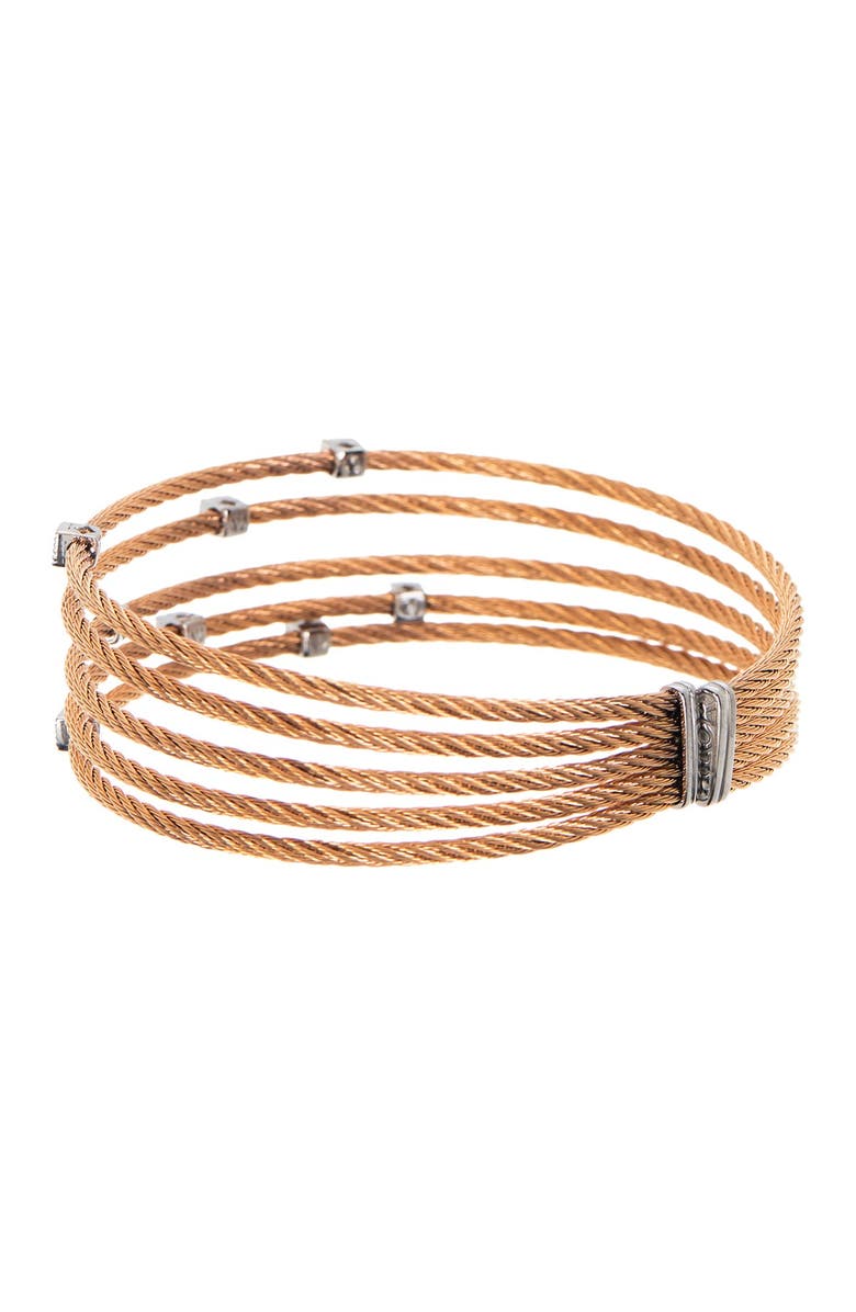 ALOR® 18K Rose Gold Diamond Station Multi Cable Row Bracelet ...
