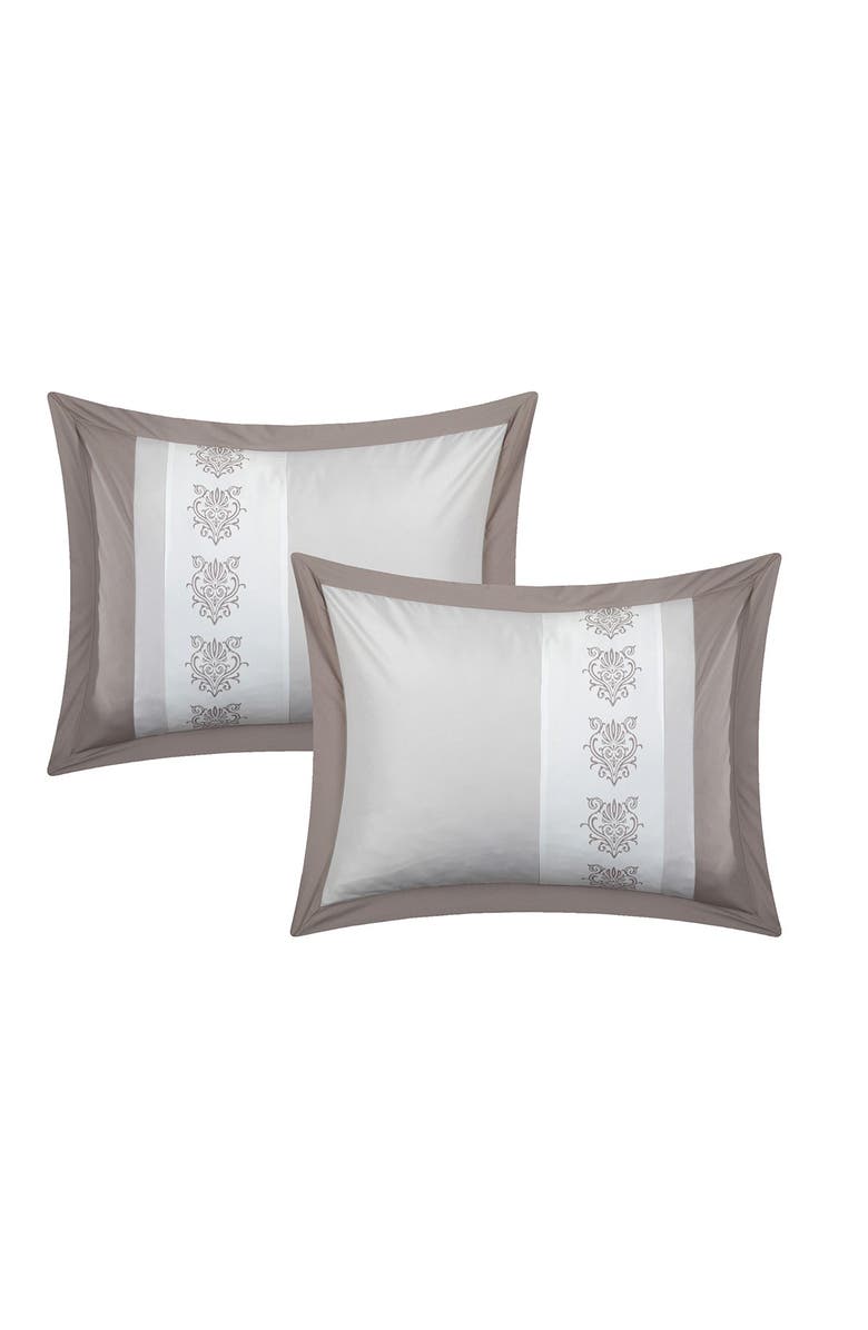 CHIC King Adam Pintuck Pieced Color Block Embroidery Comforter 10-Piece ...