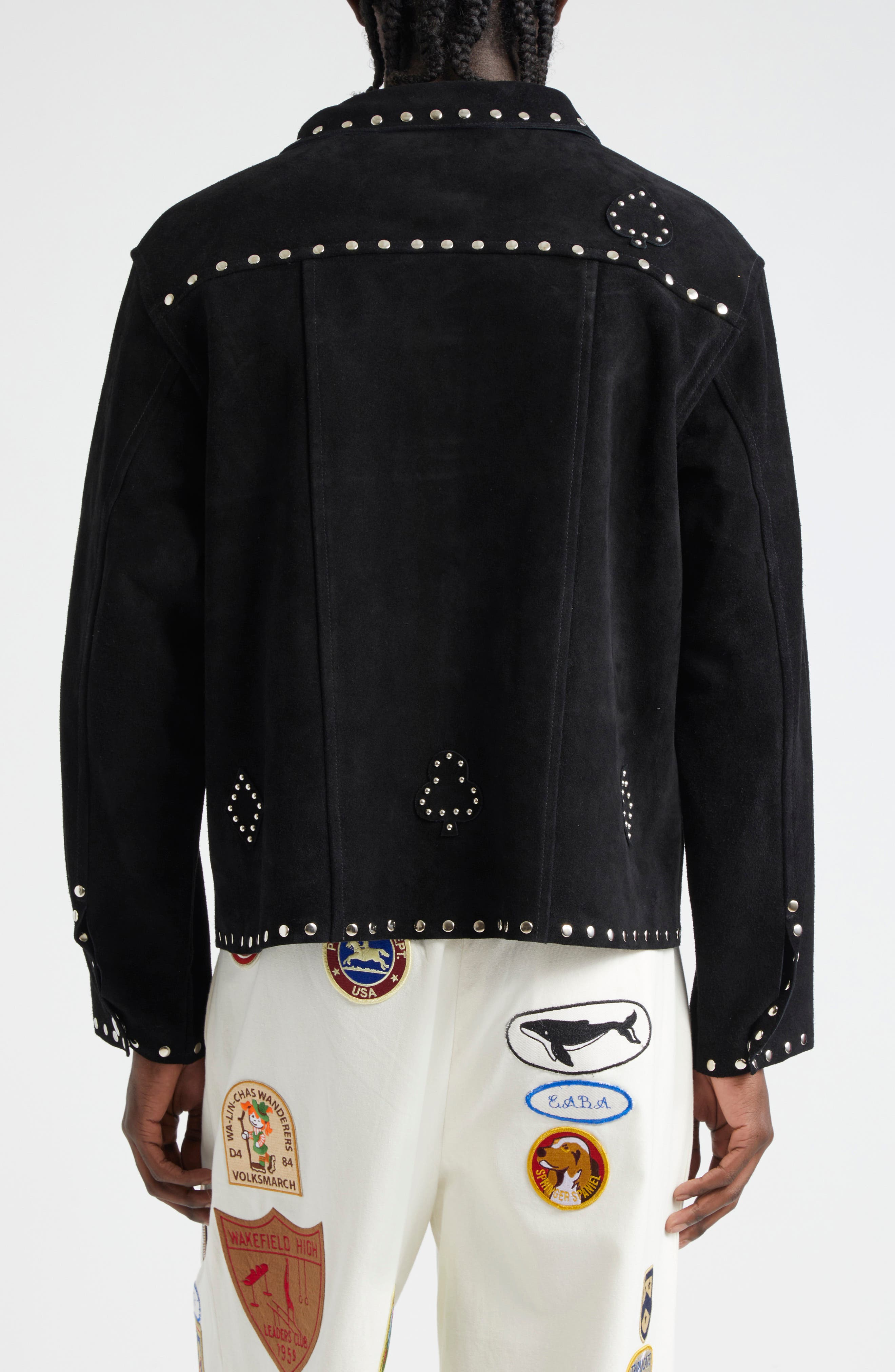 Bode Deck of Cards Studded Suede Jacket | Nordstrom