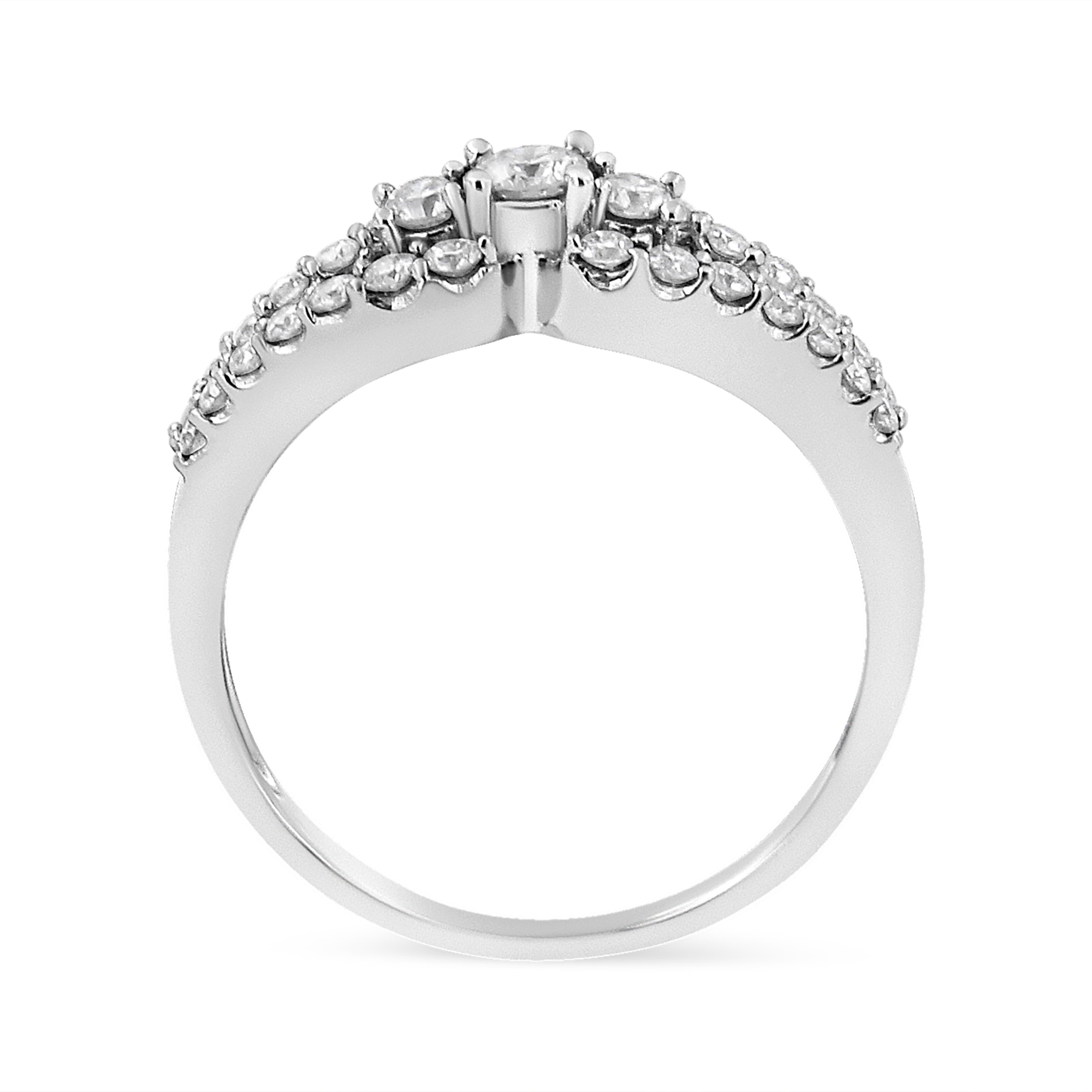 Haus of Brilliance 10K White Gold 1/2 Cttw Three Stone Split Shank Band ...
