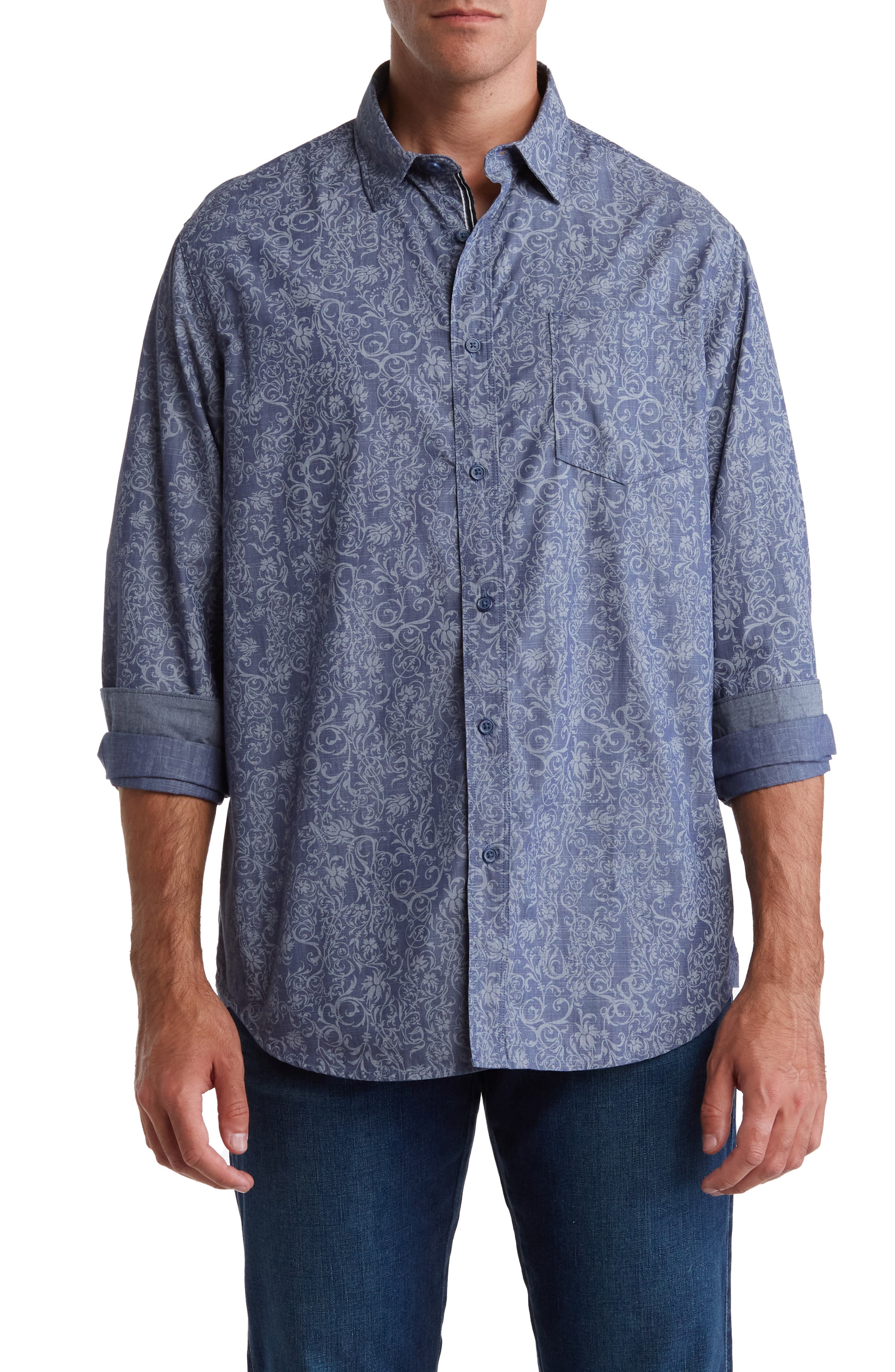 PARK WEST Trim Fit Abstract Tapestry Print Button-Up Shirt | Nordstromrack