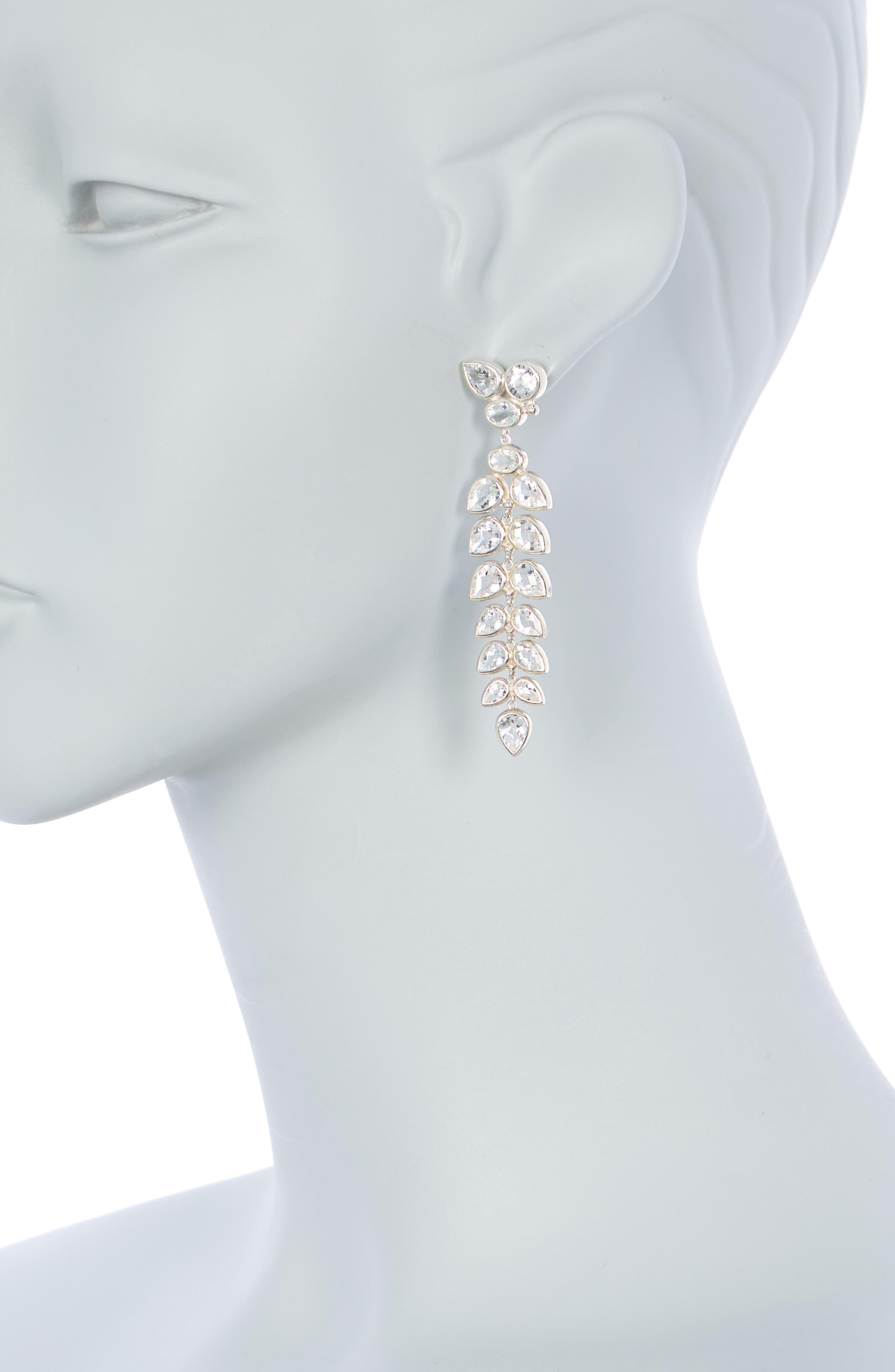 Anzie Sterling Silver Bezel Set White Topaz Graduated Chandelier Drop ...