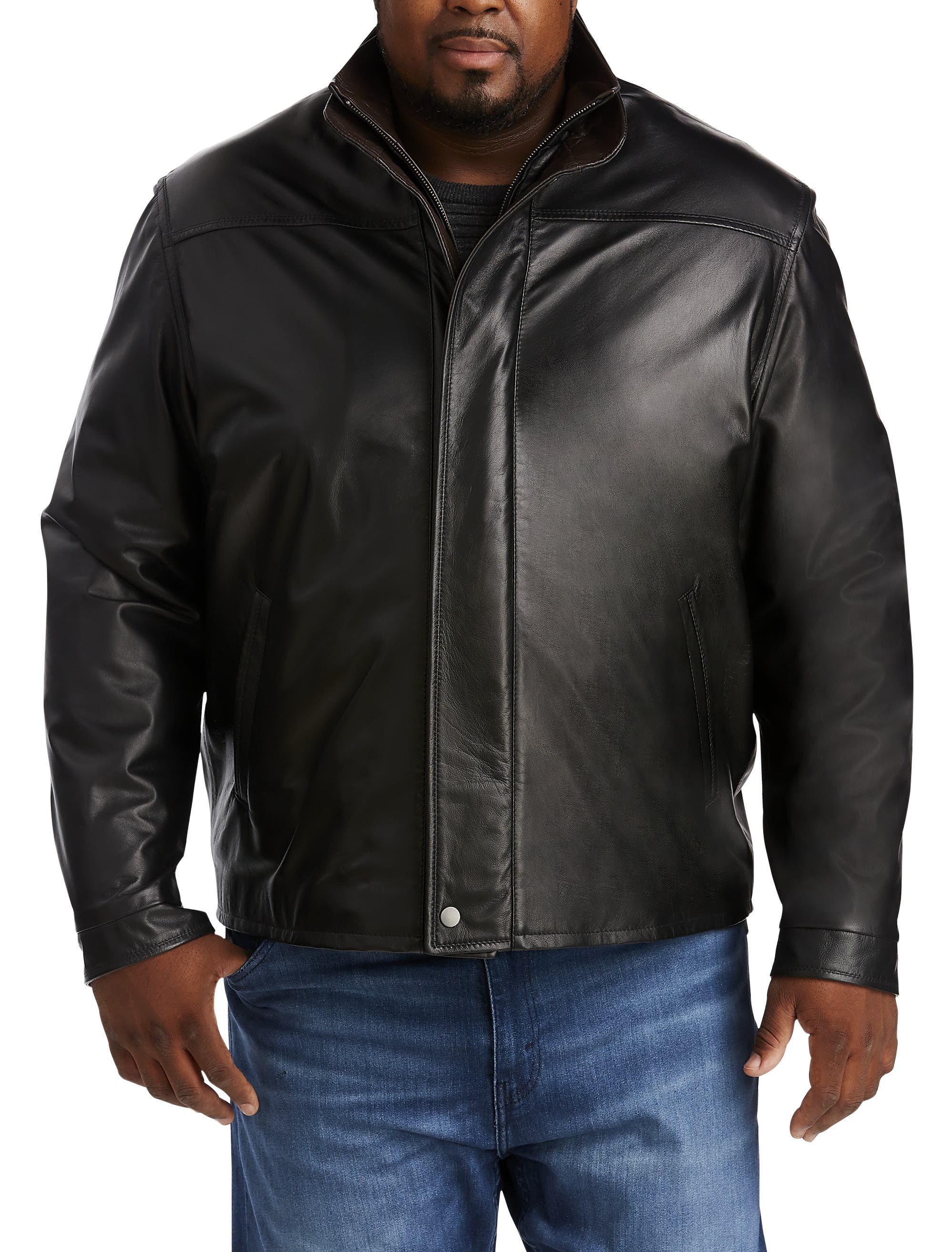 Big & Tall Double-Collar Butterskin Leather Jacket (Men) | Nordstrom