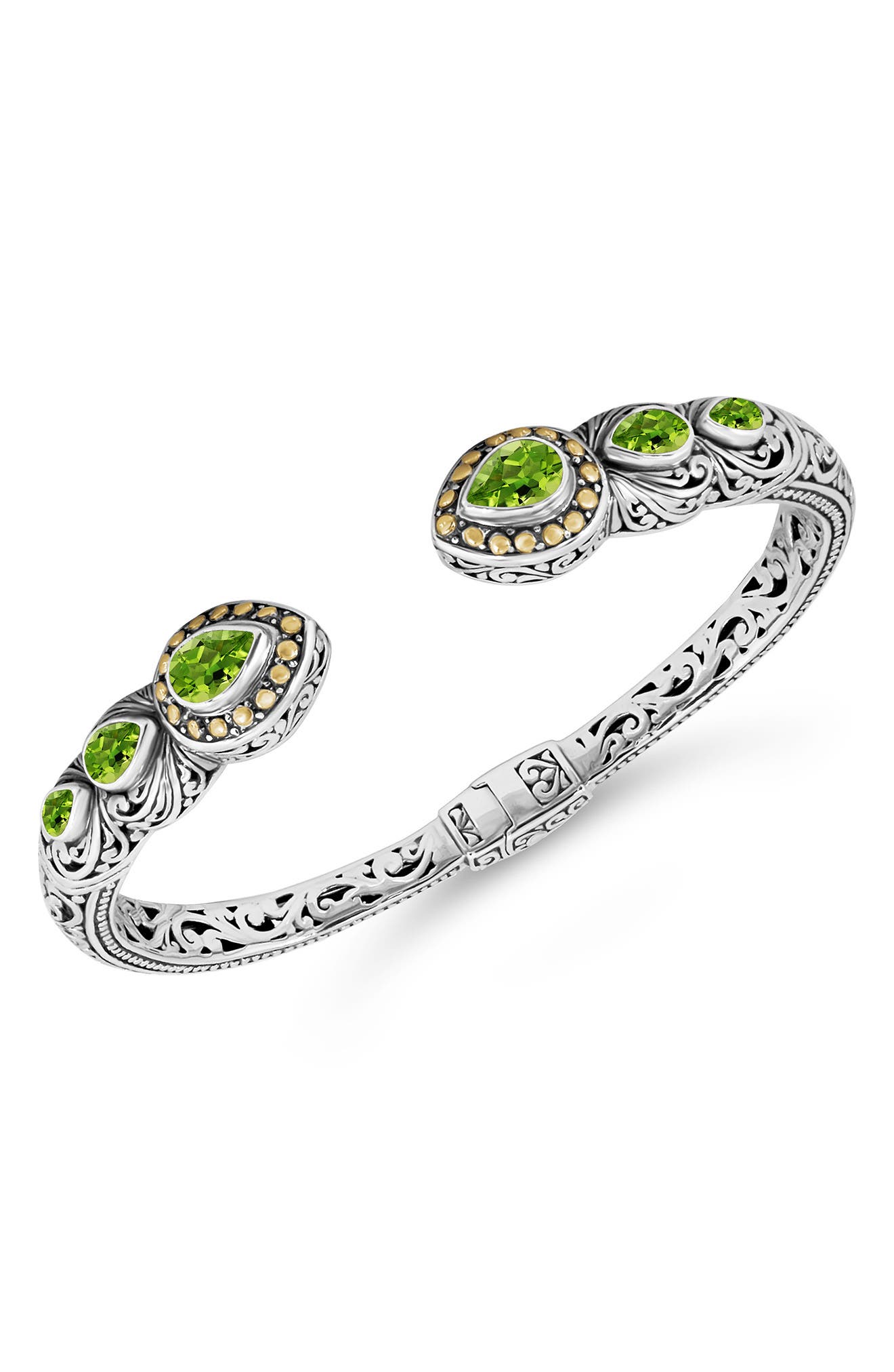 DEVATA Bali Filigree 18K Gold & Sterling Silver Peridot Cuff Bracelet ...
