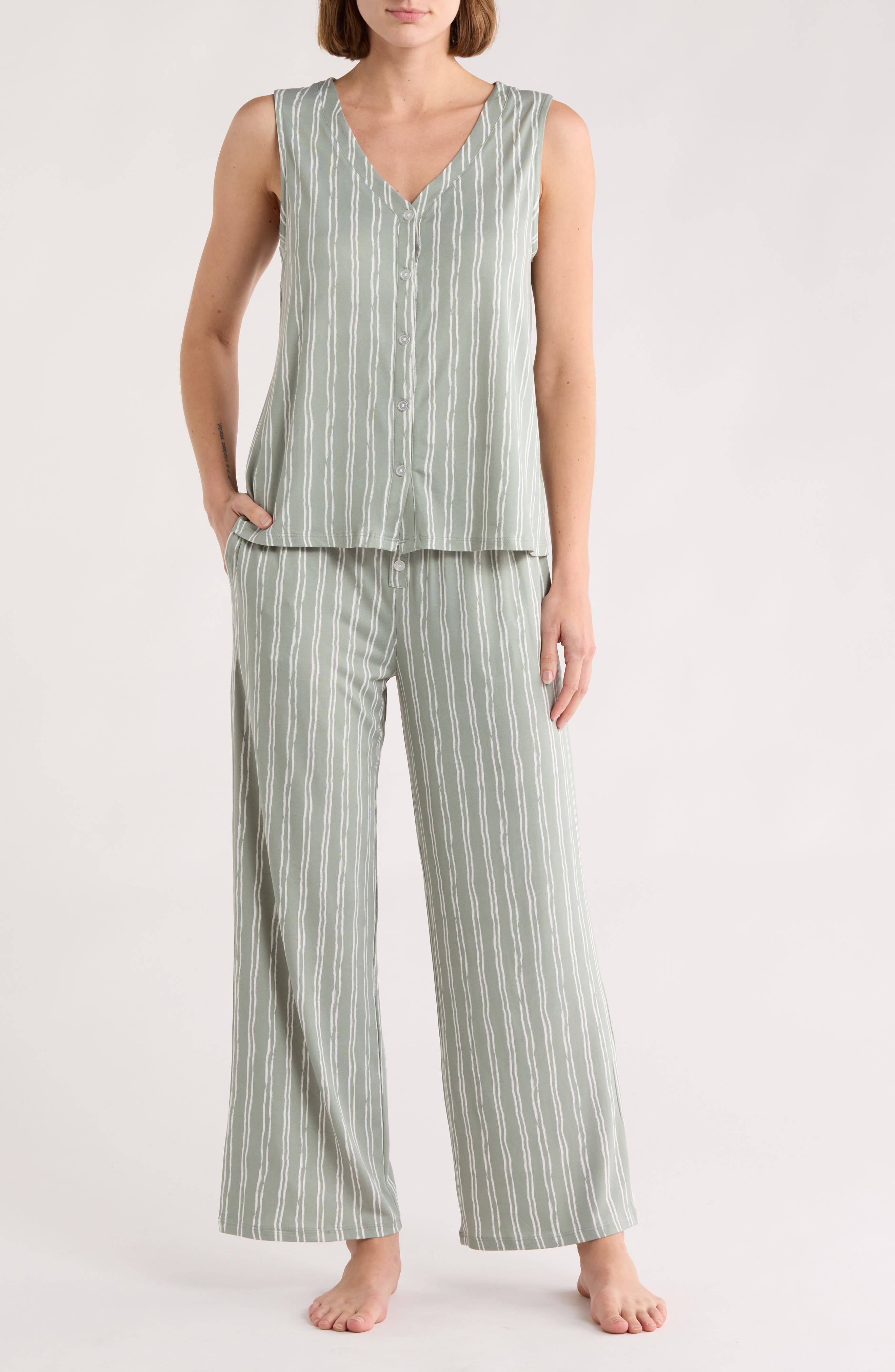 JACLYN Stripe Ankle Crop Pajamas | Nordstromrack
