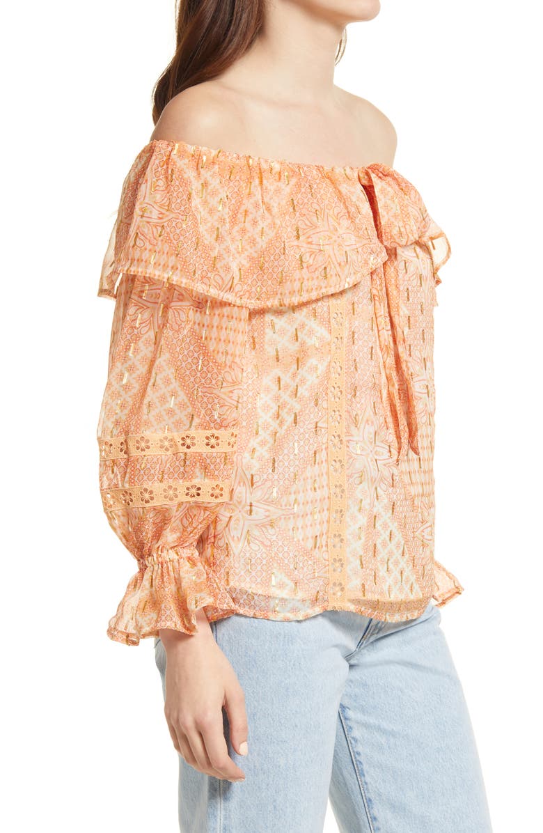 River Island Geo Print Off the Shoulder Blouse | Nordstromrack
