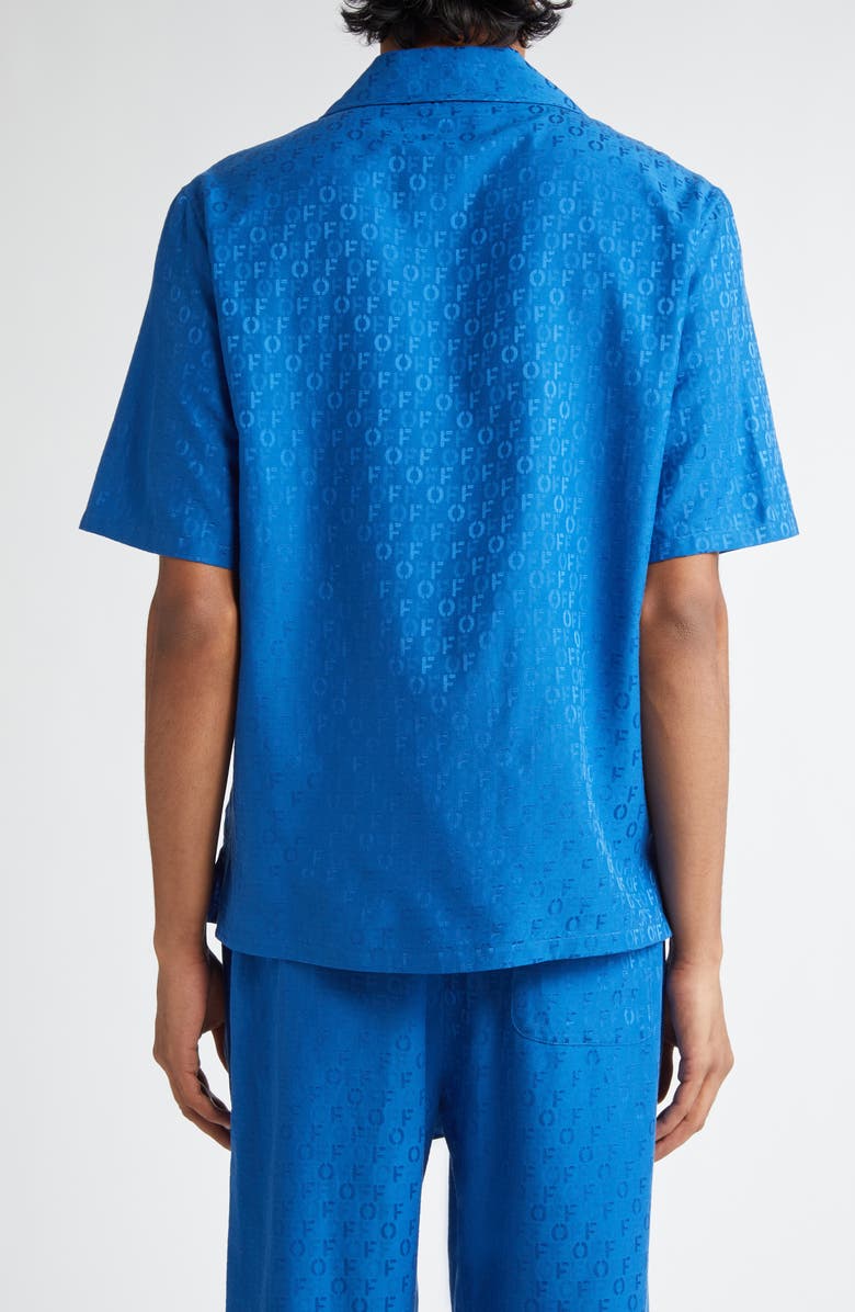 Off-White Logo Jacquard Cotton & Silk Camp Shirt | Nordstromrack