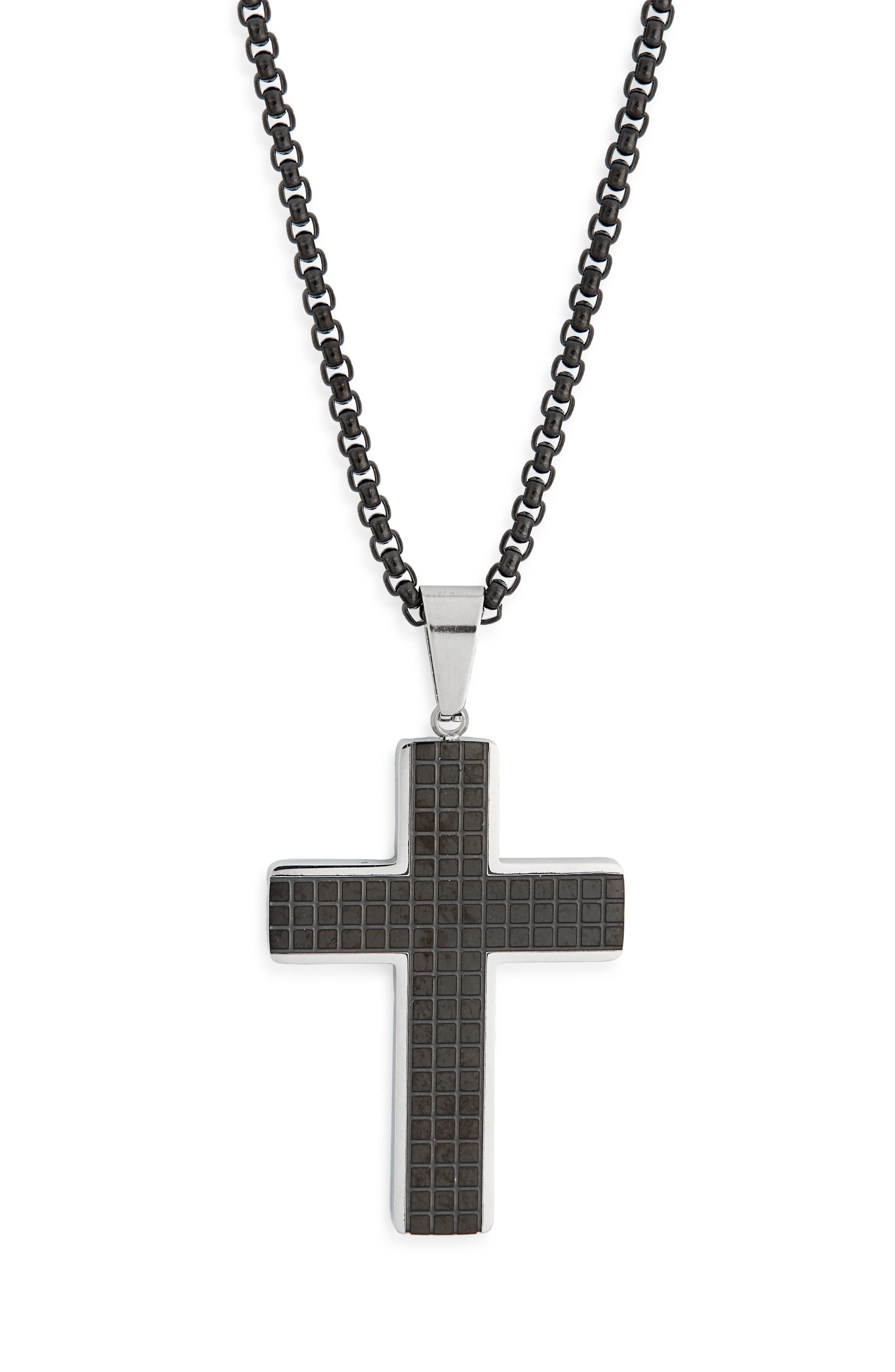 NORDSTROM RACK Men's Two-Tone Stainless Steel Cross Pendant Necklace ...