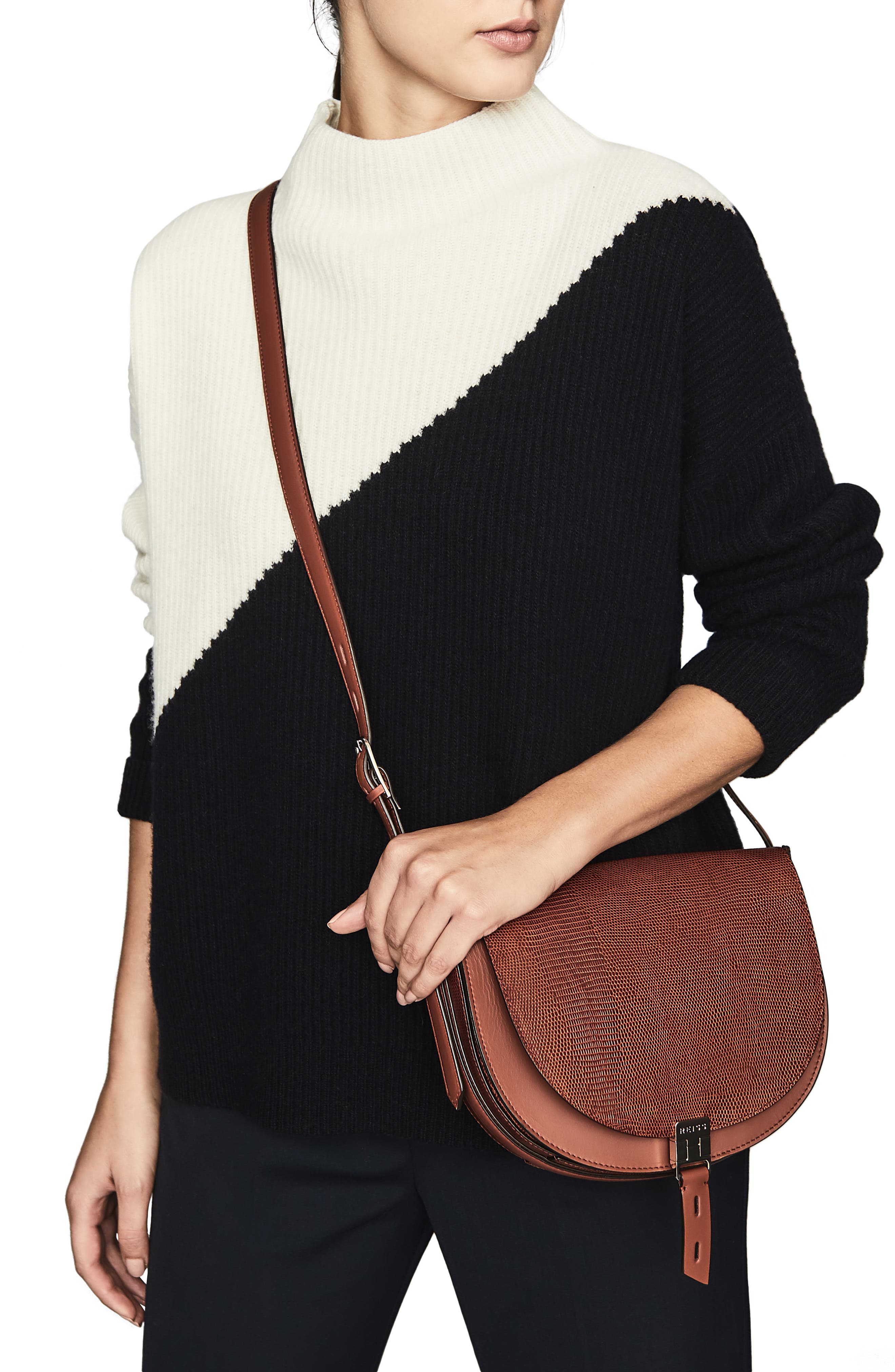 Reiss Hurlingham Lizard Embossed Leather Crossbody Bag | Nordstromrack