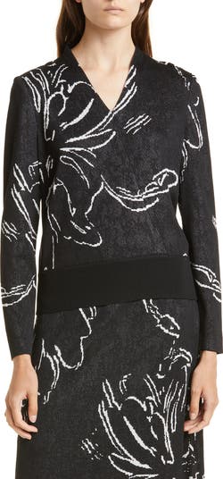 Misook Floral Jacquard V-Neck Tunic | Nordstrom