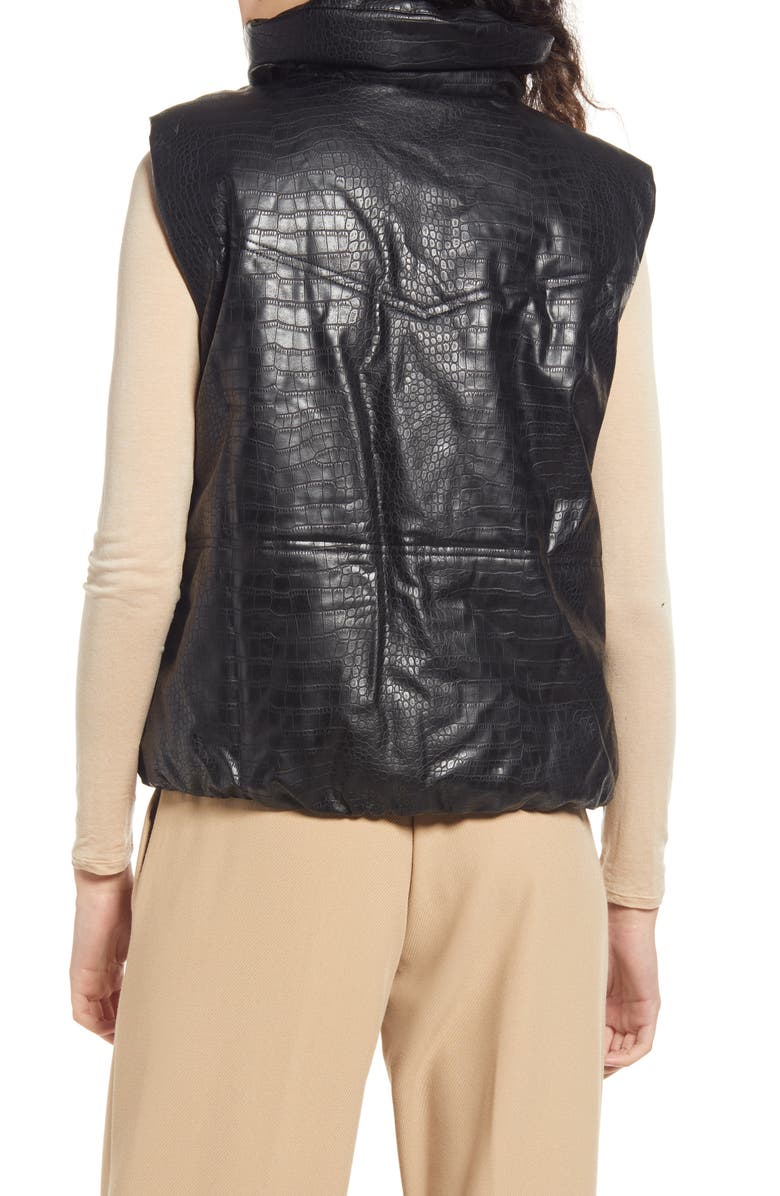 Open Edit Croc Embossed Faux Leather Vest | Nordstromrack