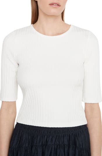 Vince Ribbed Elbow Sleeve Crop Top | Nordstrom