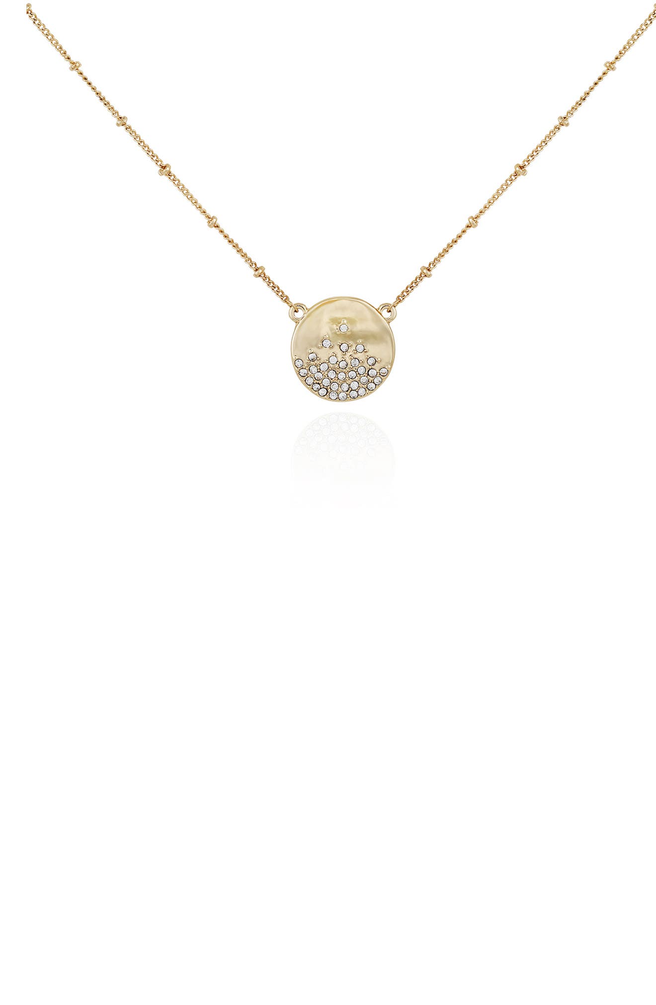 Vince Camuto Gold-Tone Hammer Texture Pavé Crystal Necklace | Nordstromrack