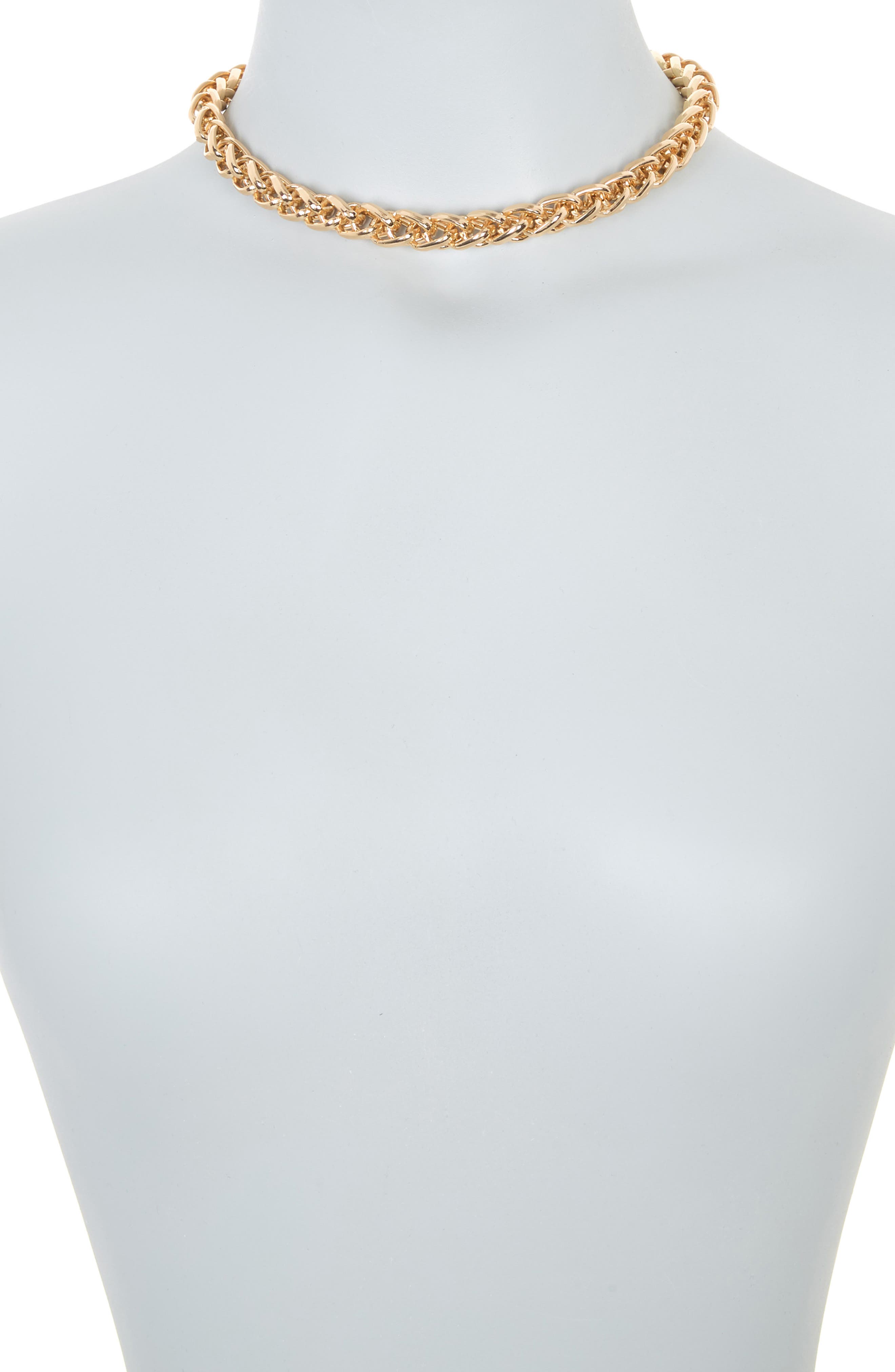 NORDSTROM RACK Caribiner Braided Chain Collar Necklace | Nordstromrack