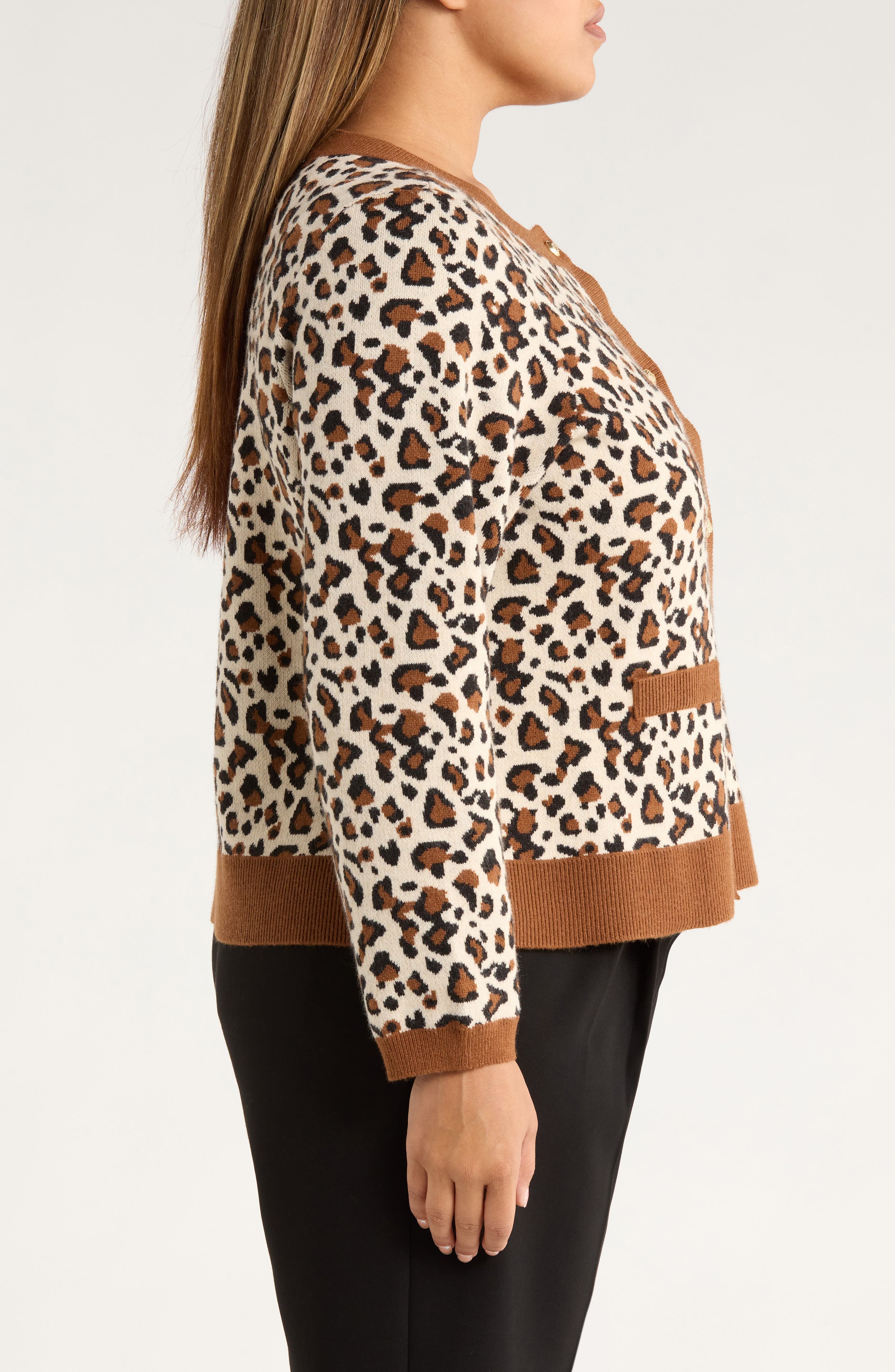Tahari ASL Leopard Jacquard Cardigan | Nordstrom