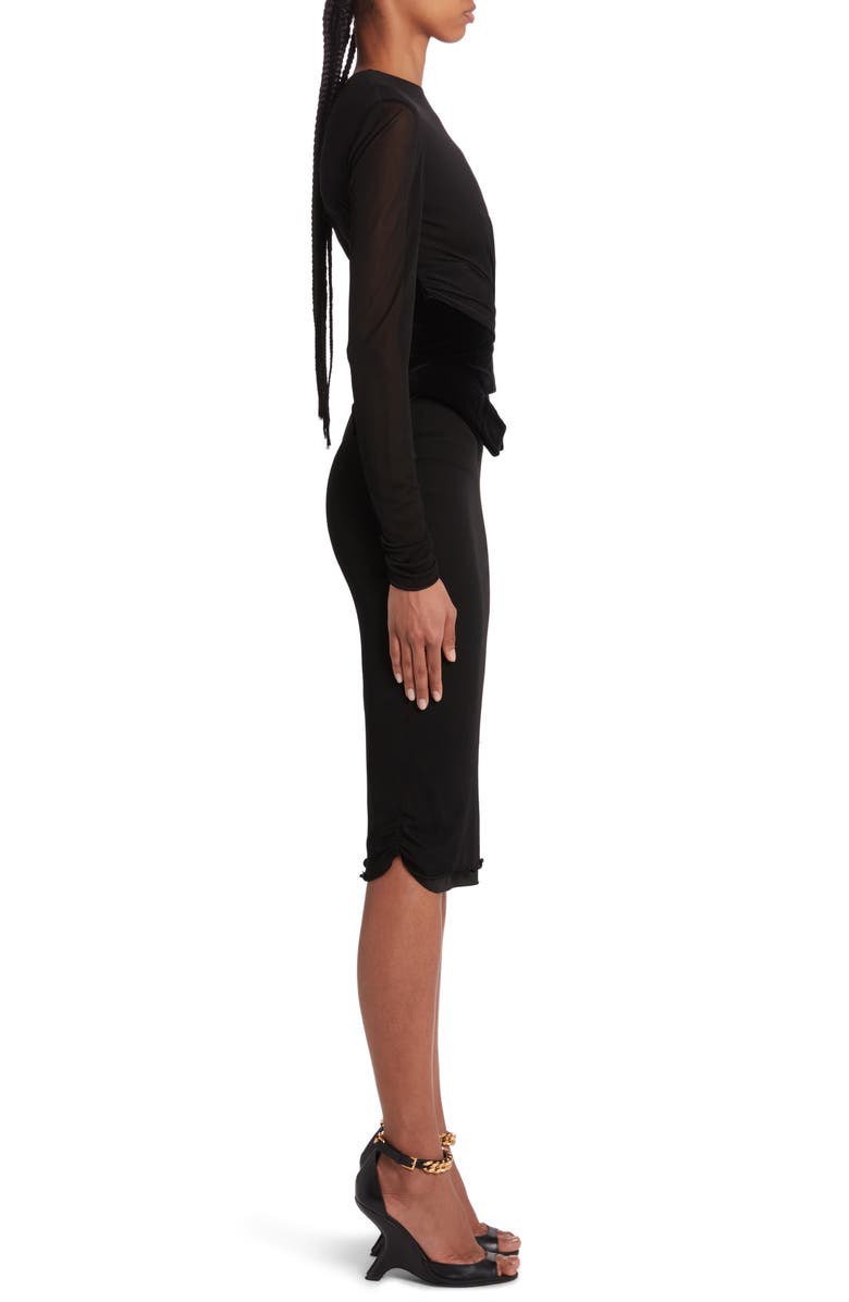 TOM FORD Wrap Detail Mixed Media Long Sleeve Cocktail Dress | Nordstromrack