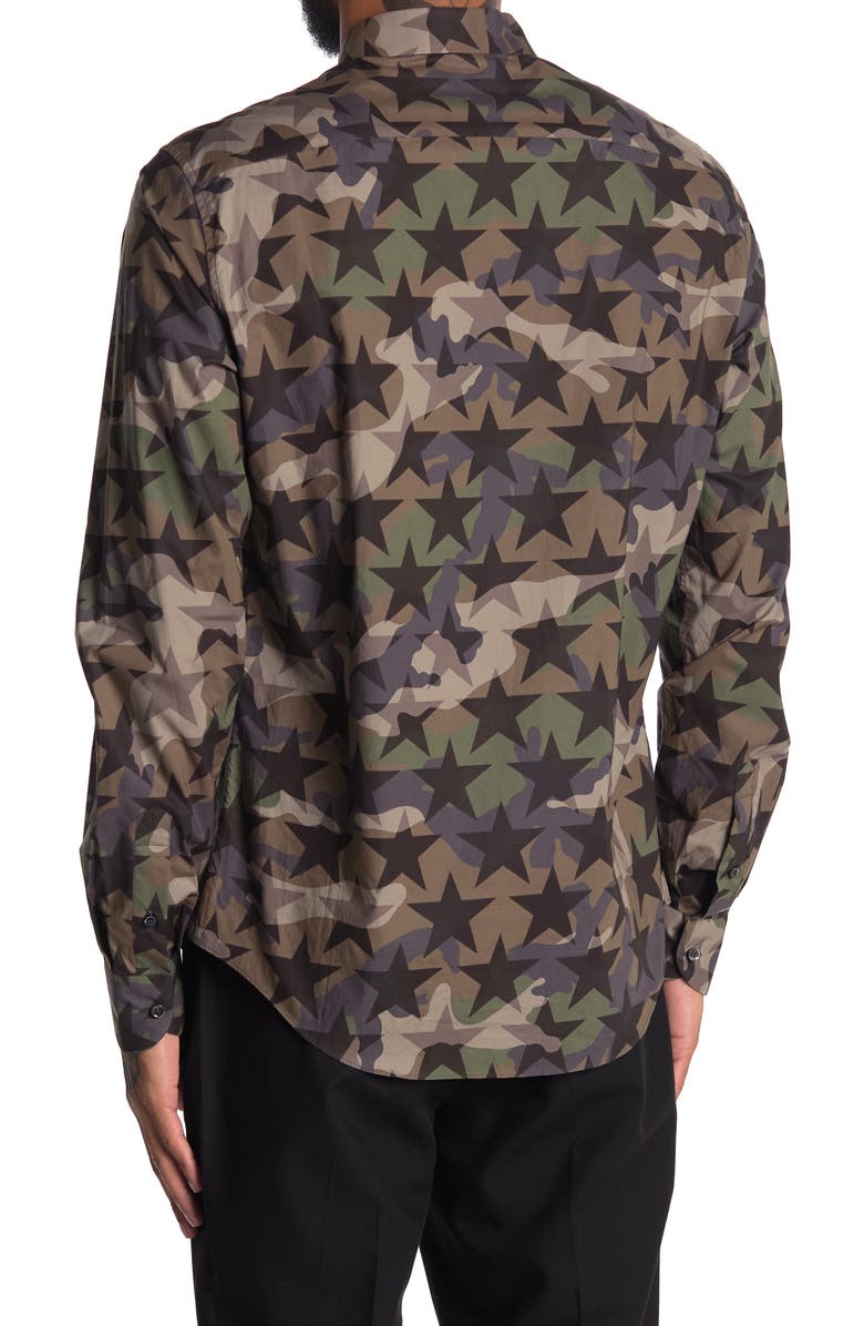 Valentino Uomo Camo Star Button Front Shirt | Nordstromrack