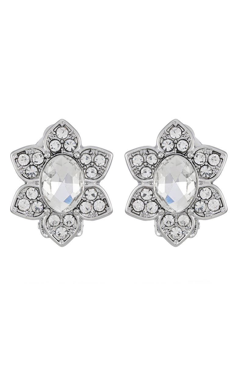 T Tahari Crystal Flower Clip-On Earrings | Nordstromrack