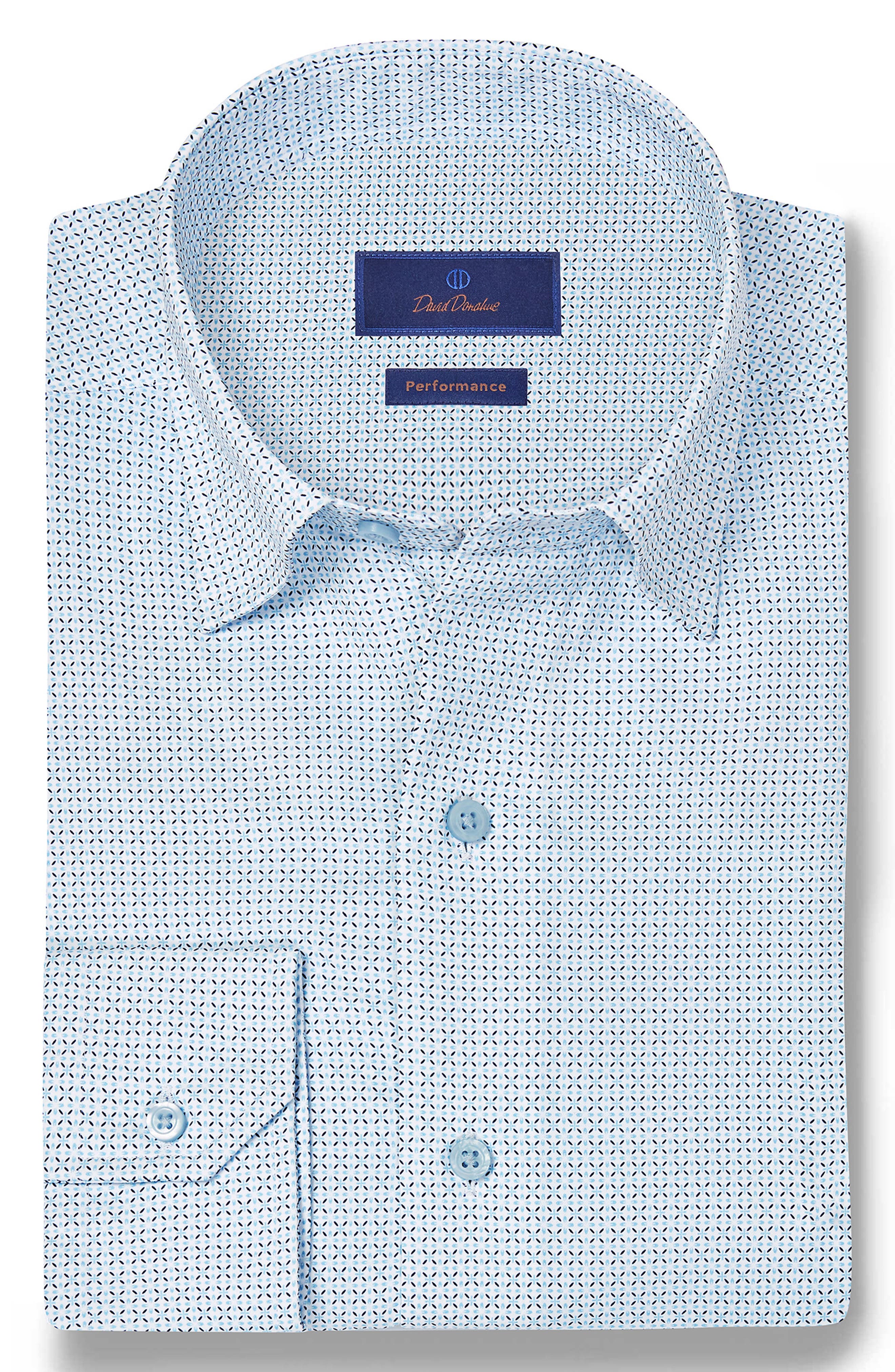 David Donahue Neat Print Performance Sport Shirt | Nordstromrack