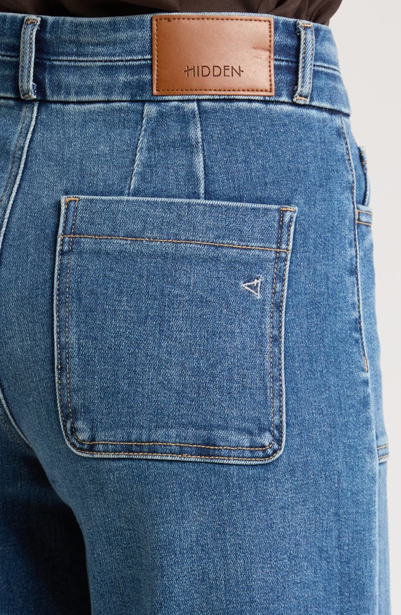 HIDDEN JEANS Raw Hem Patch Pocket High Waist Wide Leg Jeans | Nordstrom