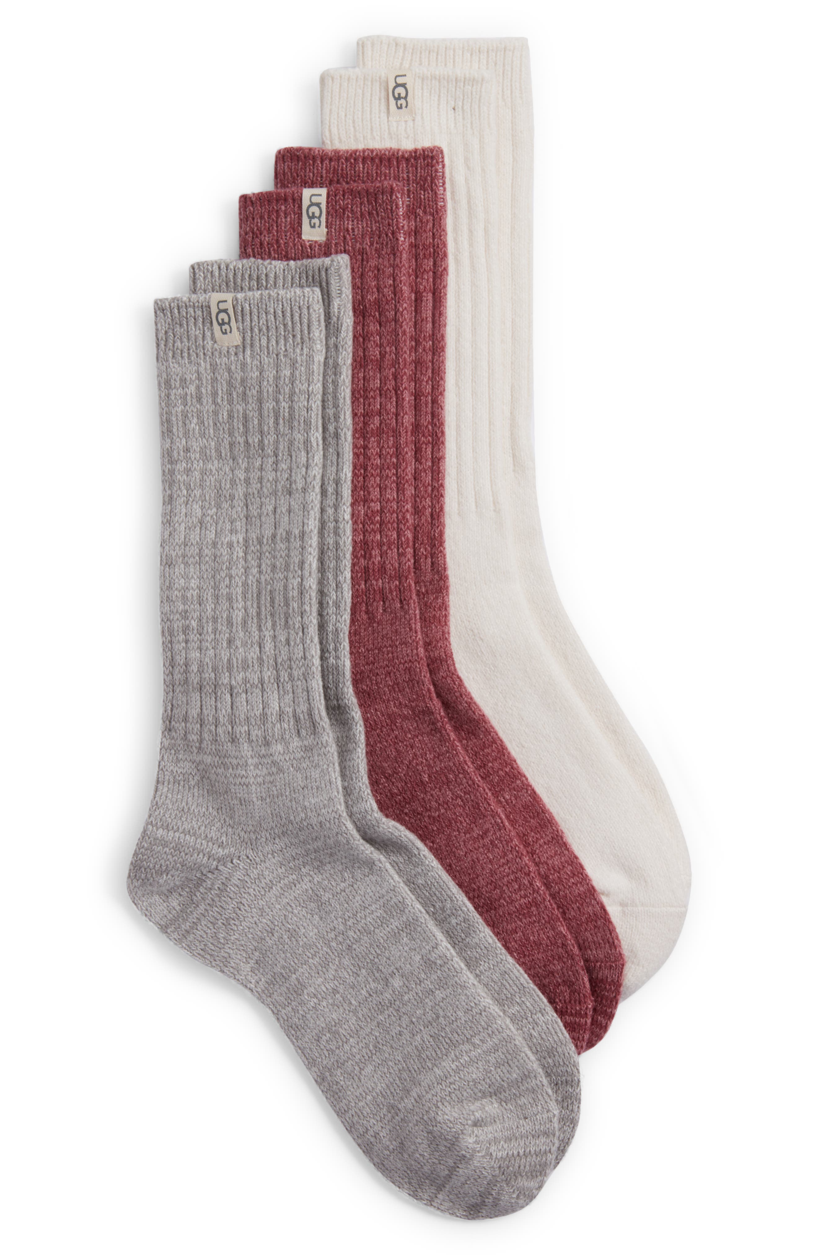 UGG® Assorted 3-Pack Slouchy Ribbed Crew Socks | Nordstrom