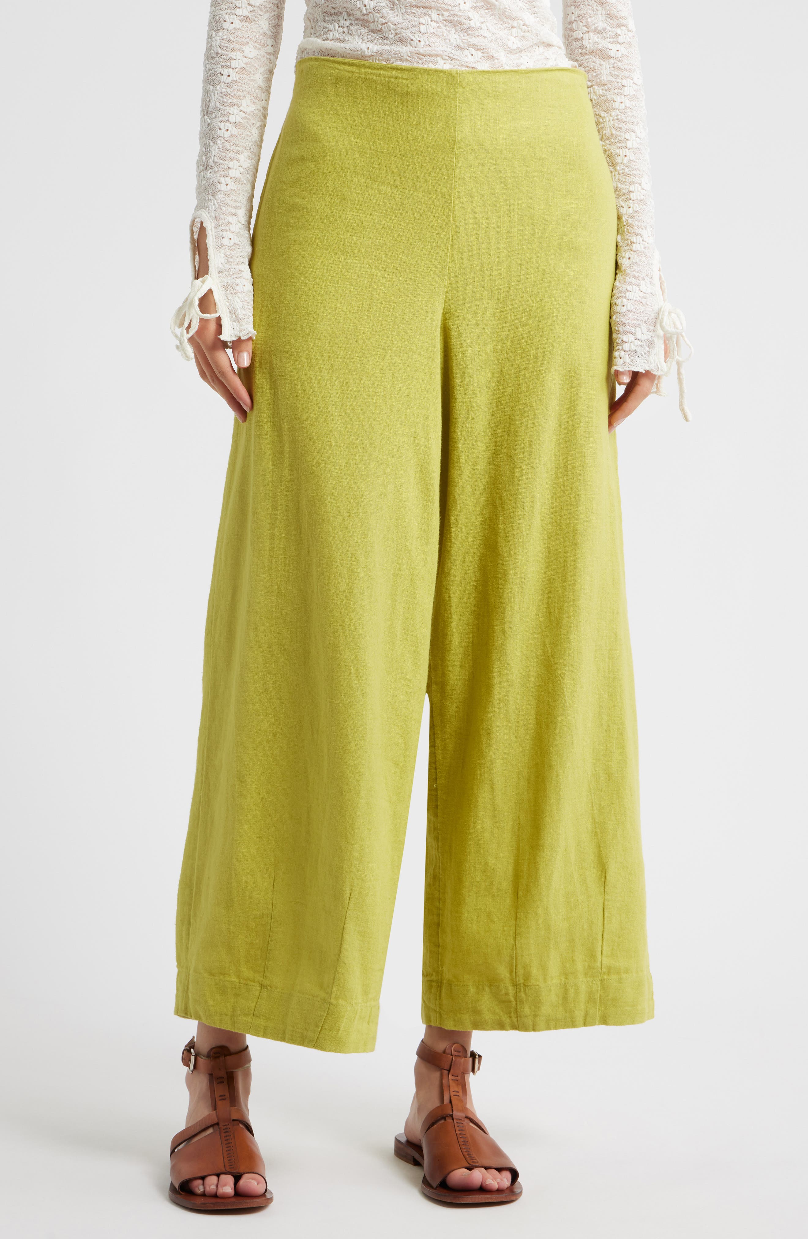 Free People Demi Wide Leg Linen Blend Pants | Nordstrom