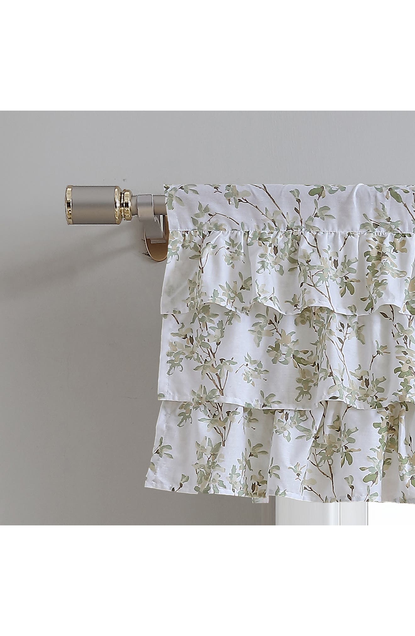 Laura Ashley Lindy 50" L x 18" W Ruffled Floral Cotton Pole Top Valance ...