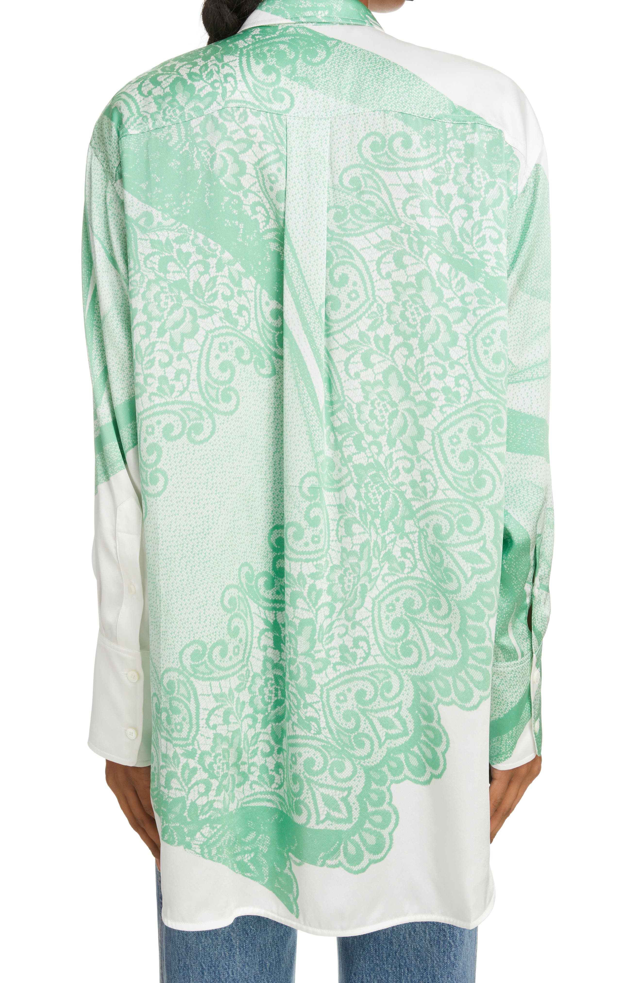 Victoria Beckham Lace Print Oversize Button-Up Shirt | Nordstrom