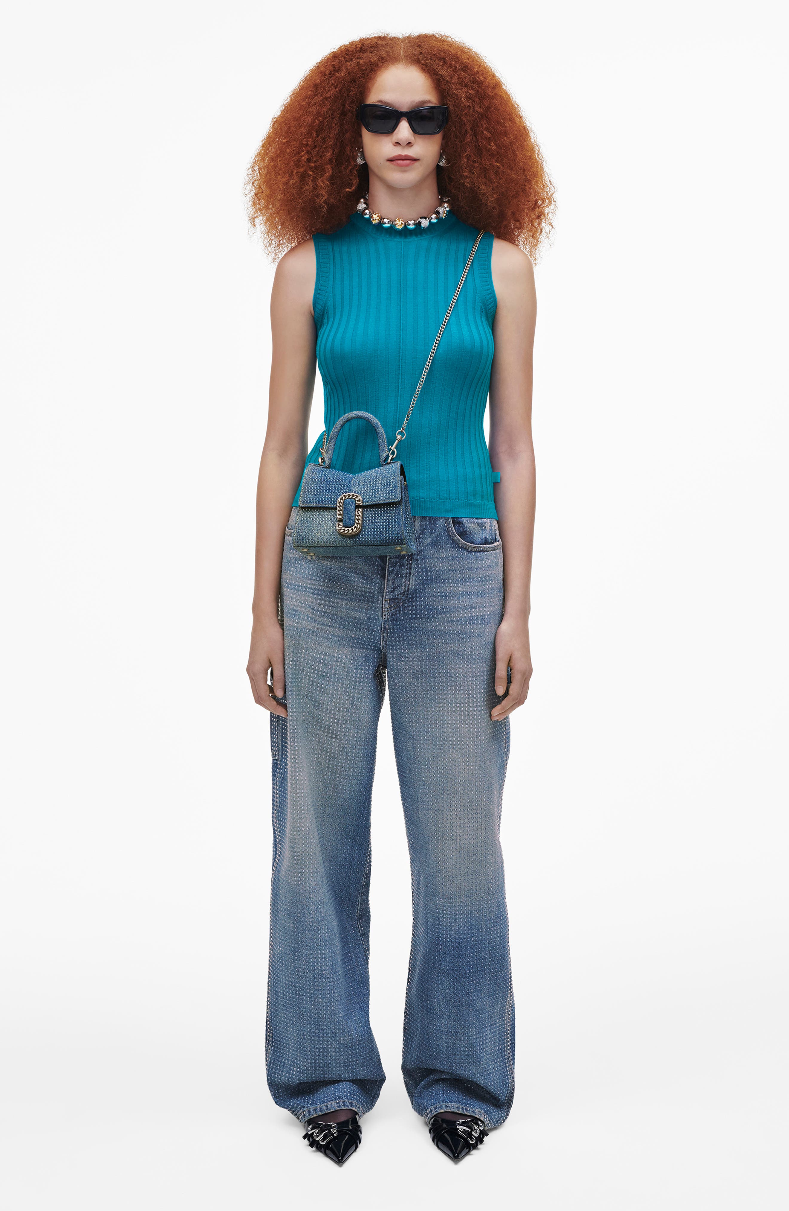 Marc Jacobs The Crystal Denim St. Marc Mini Top Handle Bag | Nordstrom