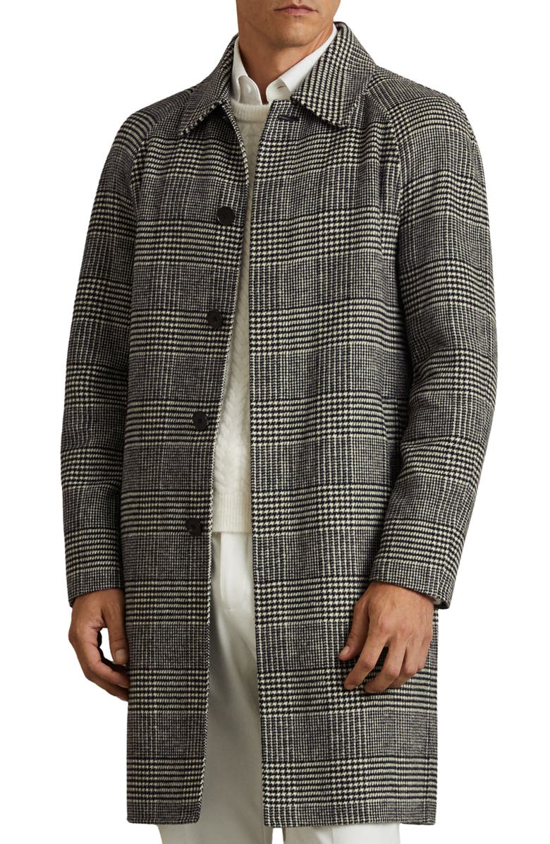 Reiss Chaplin Houndstooth Plaid Wool Blend Coat | Nordstromrack