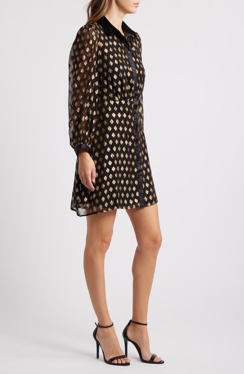 Halogen® Foil Dot Empire Waist Long Sleeve Shirtdress | Nordstromrack