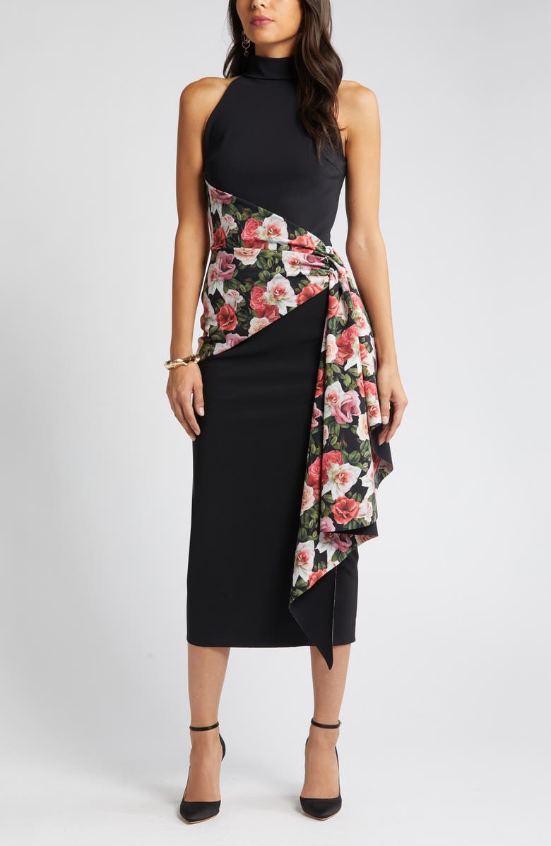 Chiara Boni La Petite Robe Gudairi Floral Panel Cascade Detail Halter ...