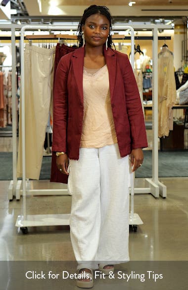 MANGO Tarida Frayed Linen Blazer | Nordstromrack