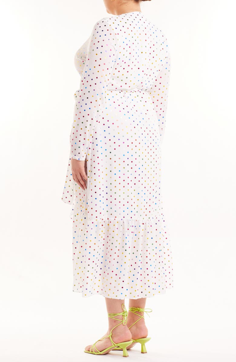 Never Fully Dressed Rainbow Spot Long Sleeve Wrap Maxi Dress ...