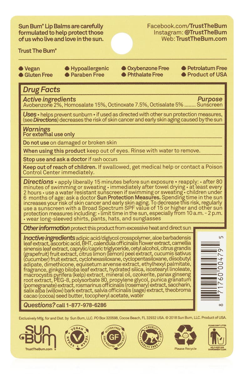 Sun Bum Original SPF 30 Sunscreen Lip Balm - Pack of 3 | Nordstromrack