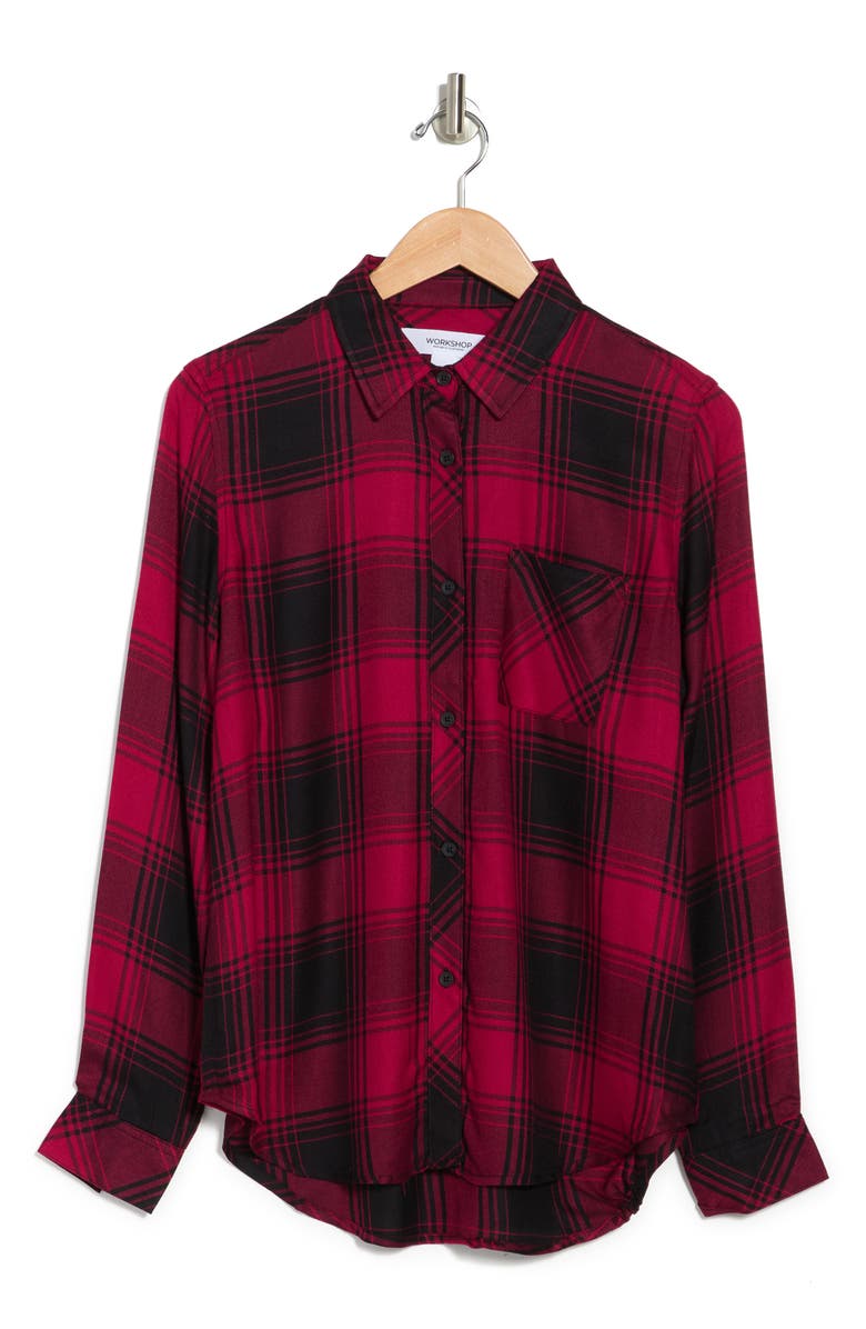 Workshop Plaid Button Front High/Low Tunic Shirt | Nordstromrack