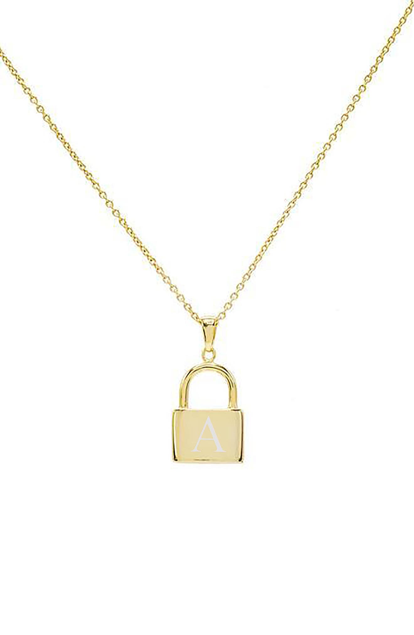 Adina's Jewels Engraved Lock Pendant Necklace | Nordstrom