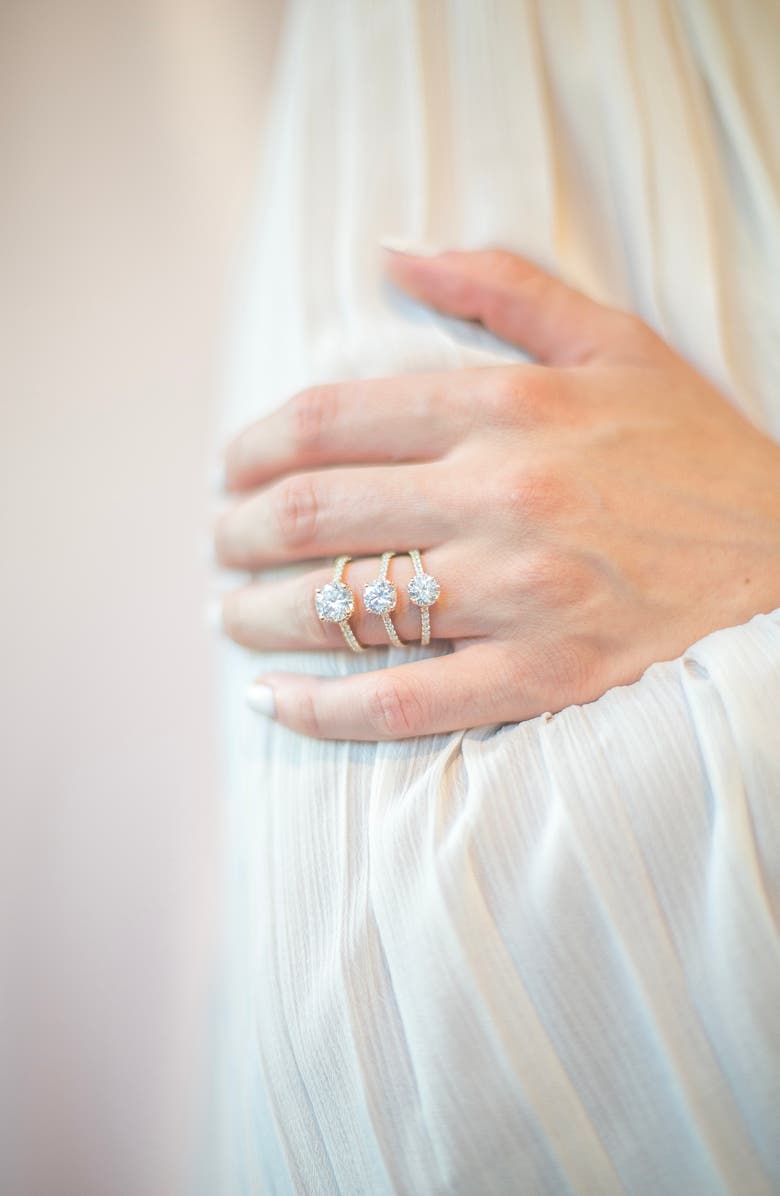 Everyday By HauteCarat Round & Pavé Lab Created Diamond 18K Gold Ring ...