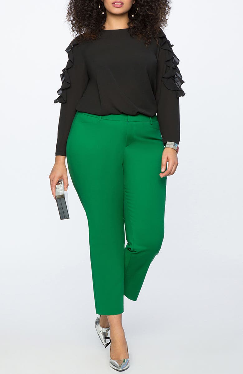 ELOQUII Kady Stretch Cotton Straight Leg Pants | Nordstrom